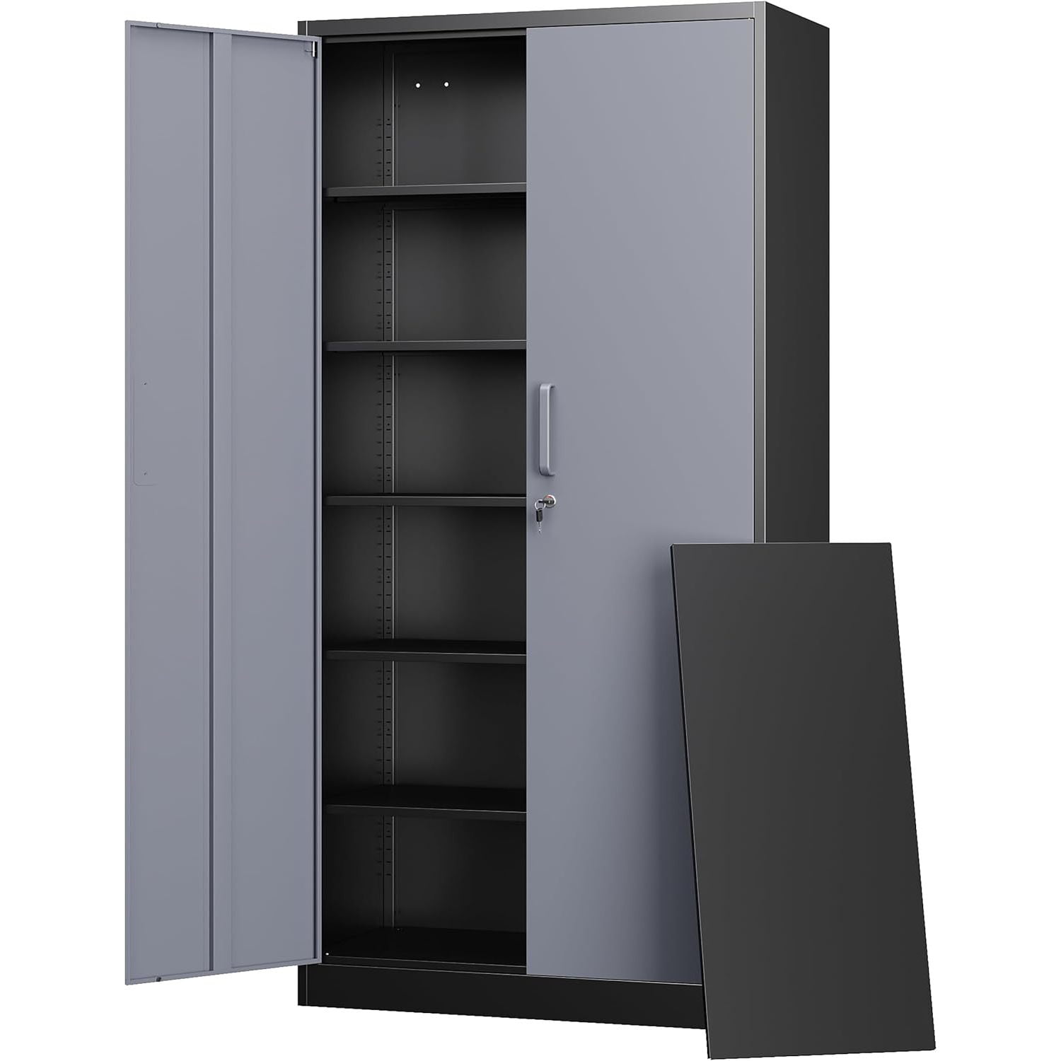 Letaya Metal Storage Cabinet with Lock Door and 5 Shelves,6 Tier Steel ...
