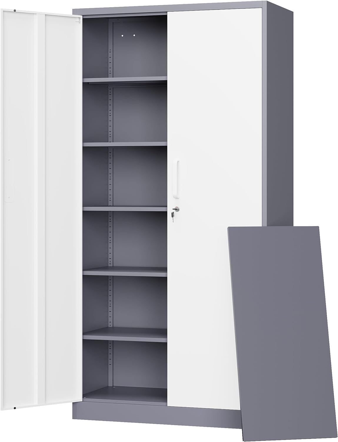 Letaya Metal Storage Cabinet with Lock Door and 5 Shelves,6 Tier Steel ...
