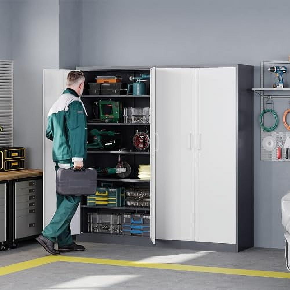 Letaya Metal Storage Cabinet with Lock Door, 71" Adjustable Shelf Steel ...