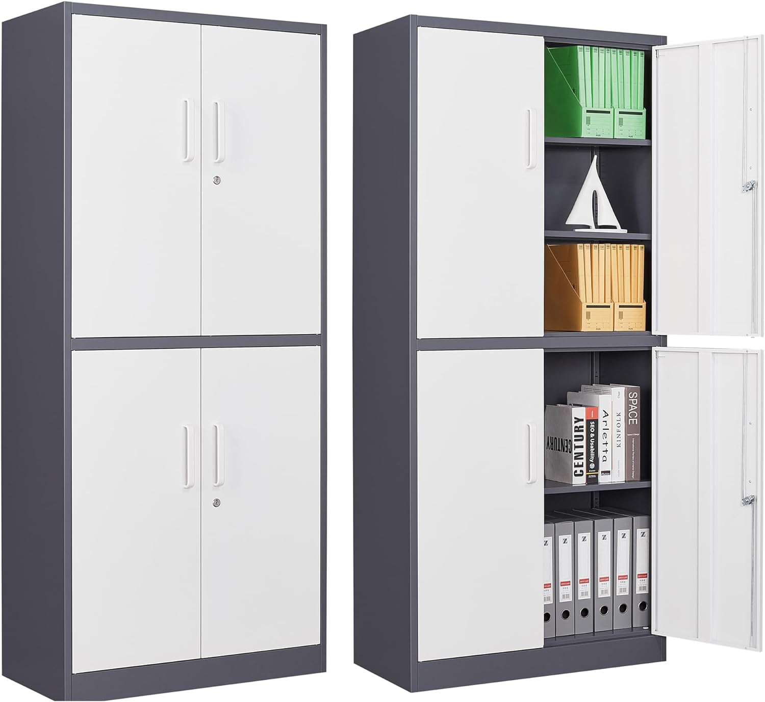 Letaya Metal Storage Cabinet with Lock Door, Adjustable Shelf Steel ...