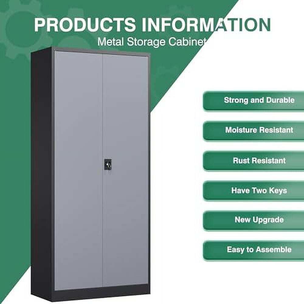 Letaya Metal Storage Cabinets with Lock Door,2 Adjustable Shelves ...