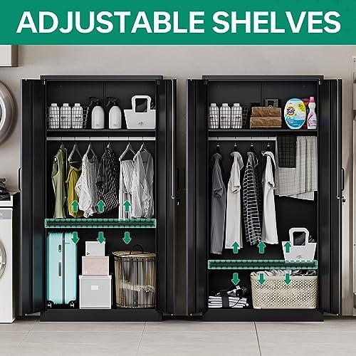Letaya Metal Wardrobe Cabinets with Lock,Clothing Locker 72" X 36" X 18 ...