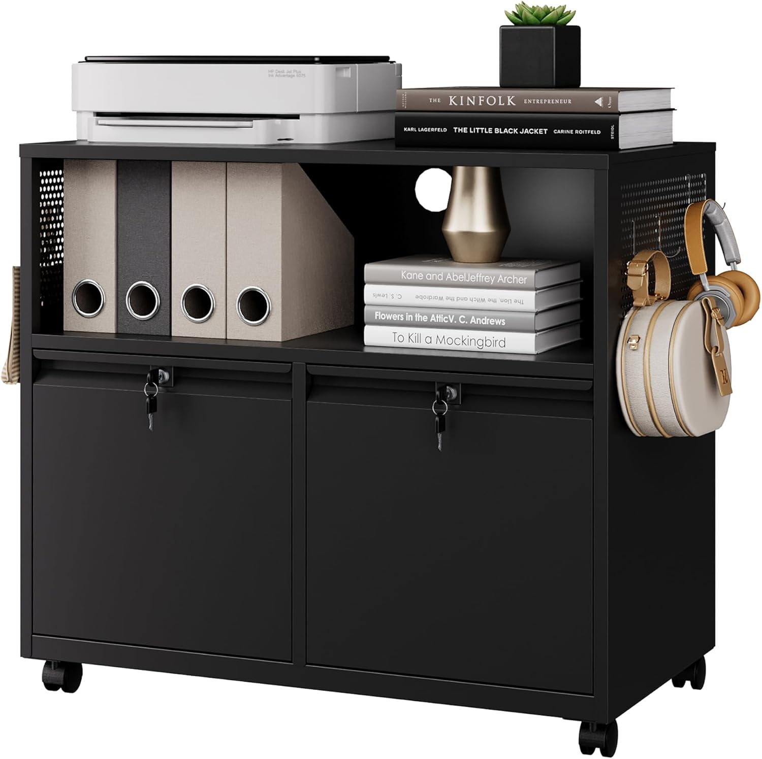 Letaya Mobile 2 Drawer File Cabinet with Lock, Metal Lateral Printer ...