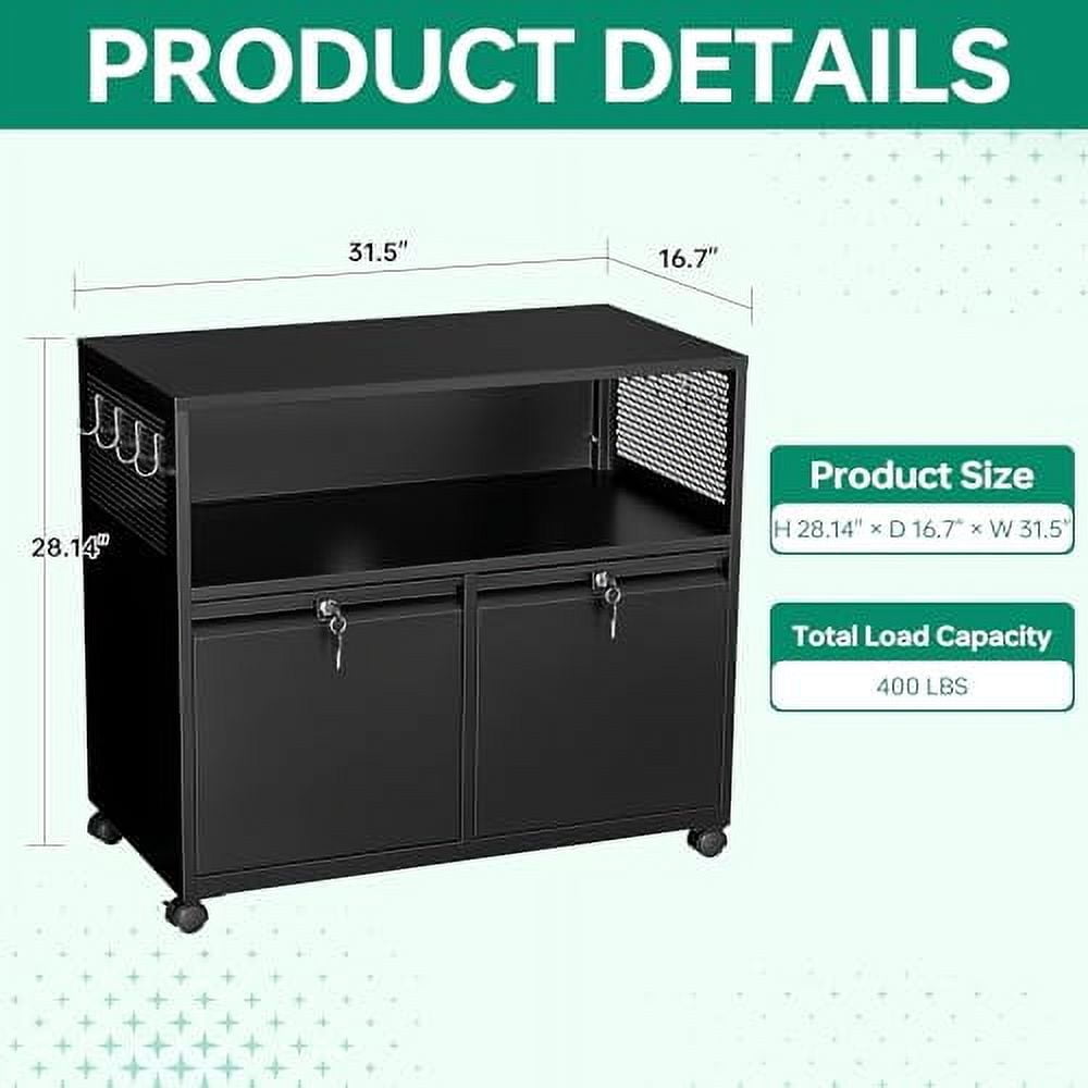 Letaya Mobile 2 Drawer File Cabinet with Lock, Metal Lateral Printer ...