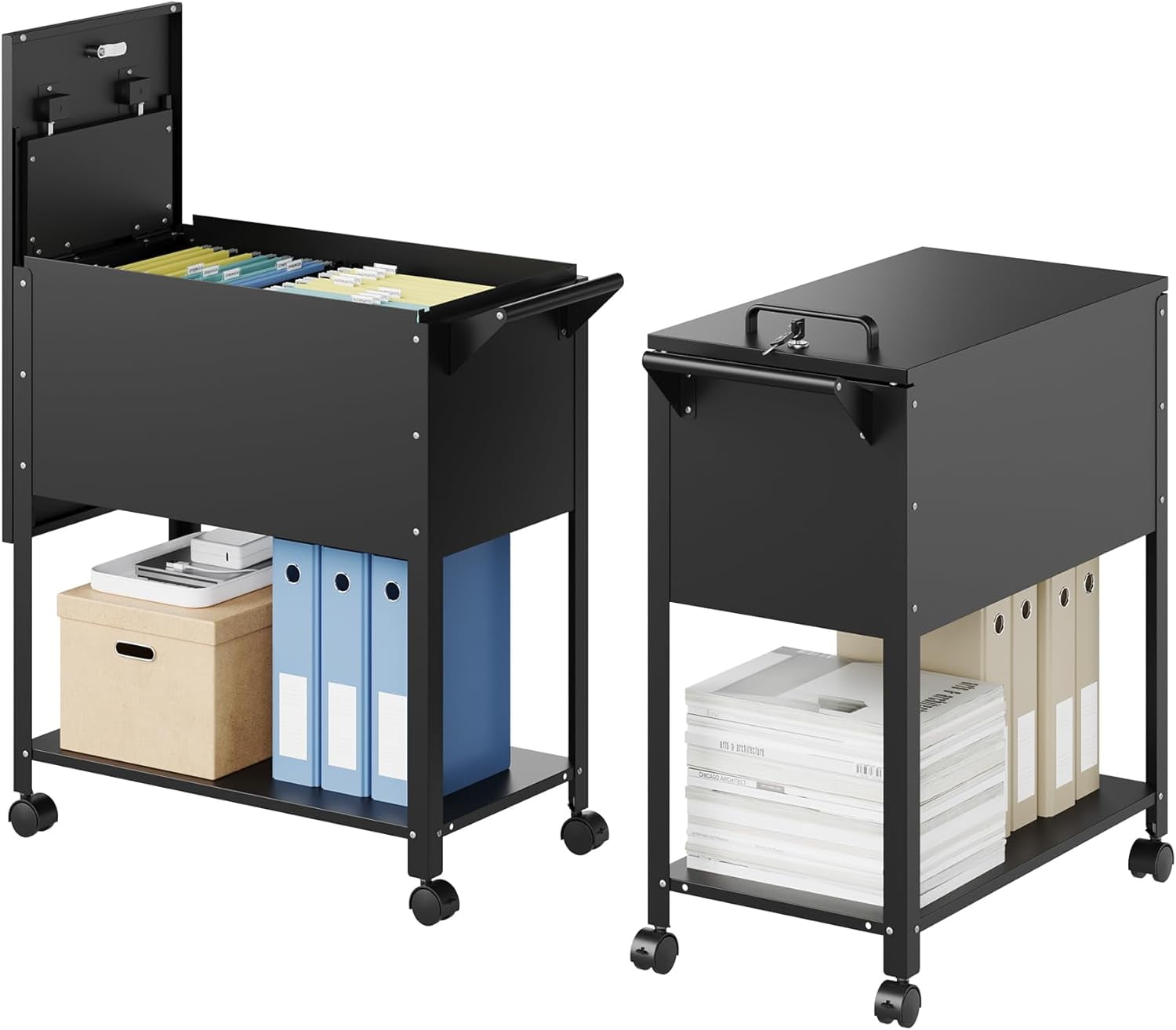 Letaya Mobile File Cabinet with Lock-Rolling Filing Cart with Wheels ...