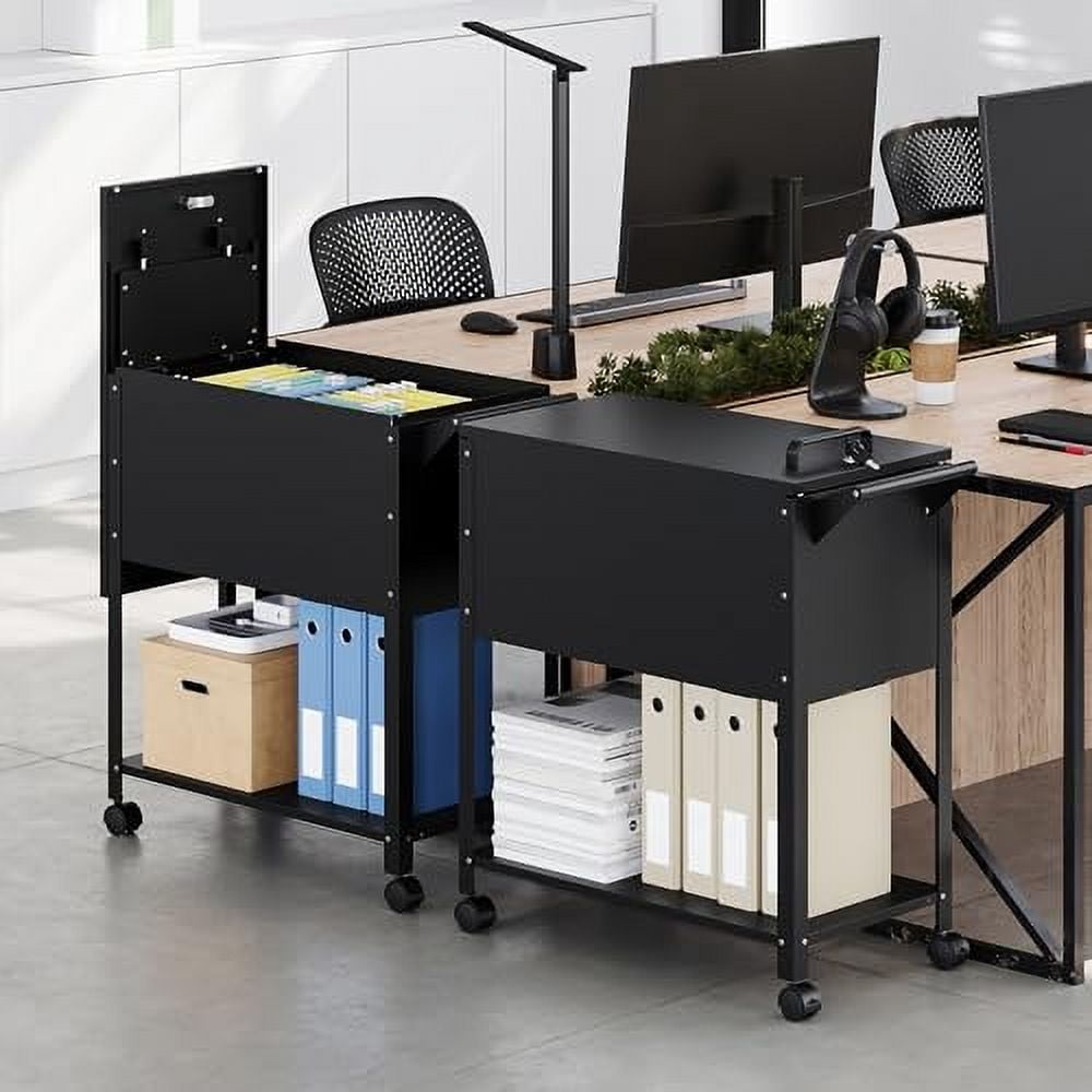 Letaya Mobile File Cabinet with Lock-Rolling Filing Cart with Wheels ...