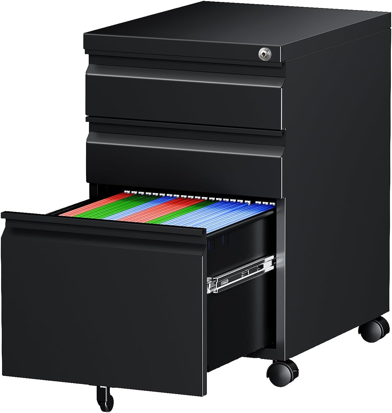 Letaya Mobile File Cabinet with Lock,Under Desk Rolling 3 Drawer Filing ...