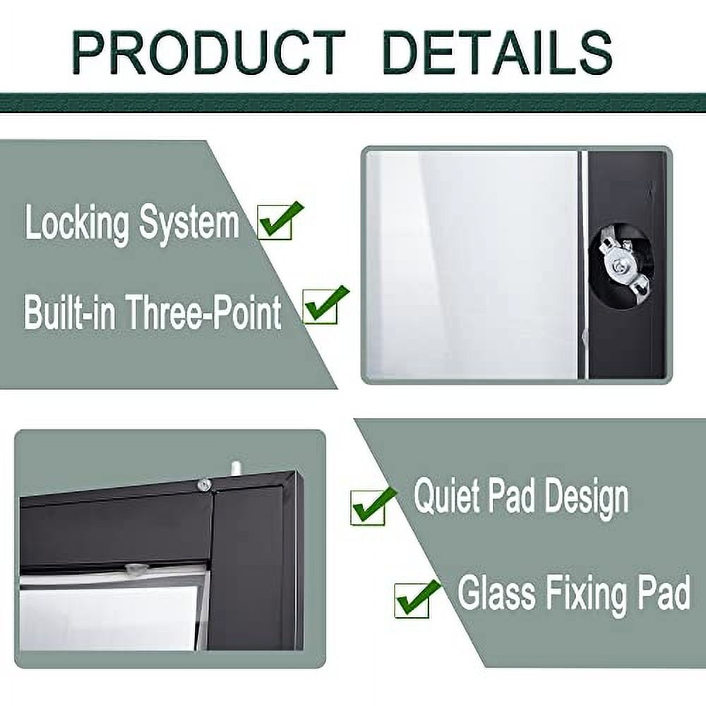 Letaya Storage Cabinet,36" Steel Locker, Lockable Glass Door,2 ...