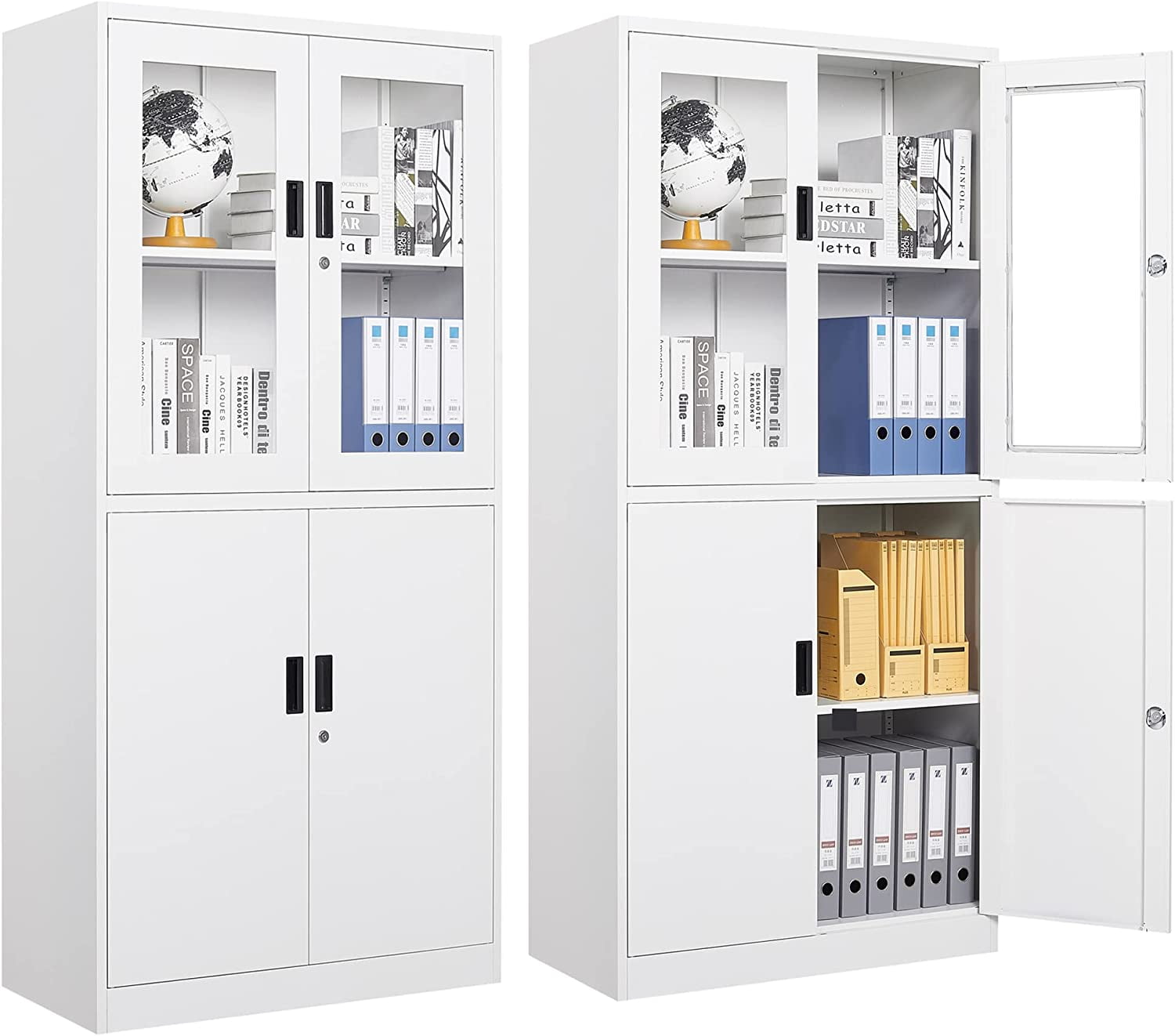 Letaya Storage Cabinet with Doors and Shelves,71" Steel Locker Acrylic ...