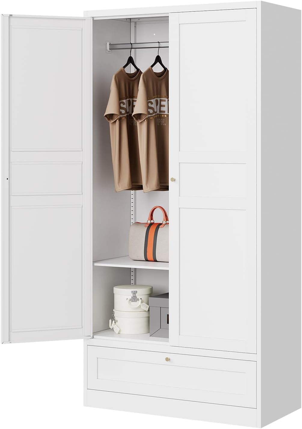 Letaya Wardrobe Closet,72" H Clothing Metal Storage Cabinet with ...
