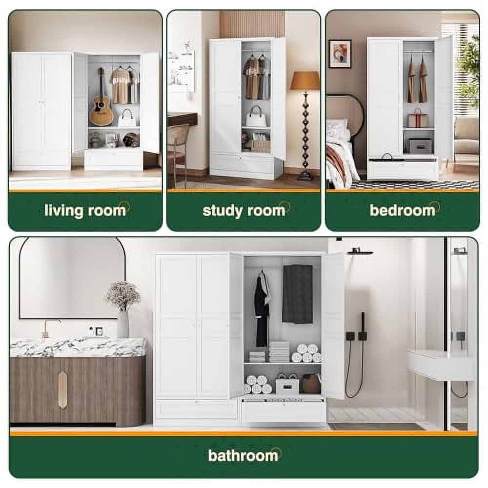 Letaya Wardrobe Closet,72" H Clothing Storage Cabinet with Storage ...