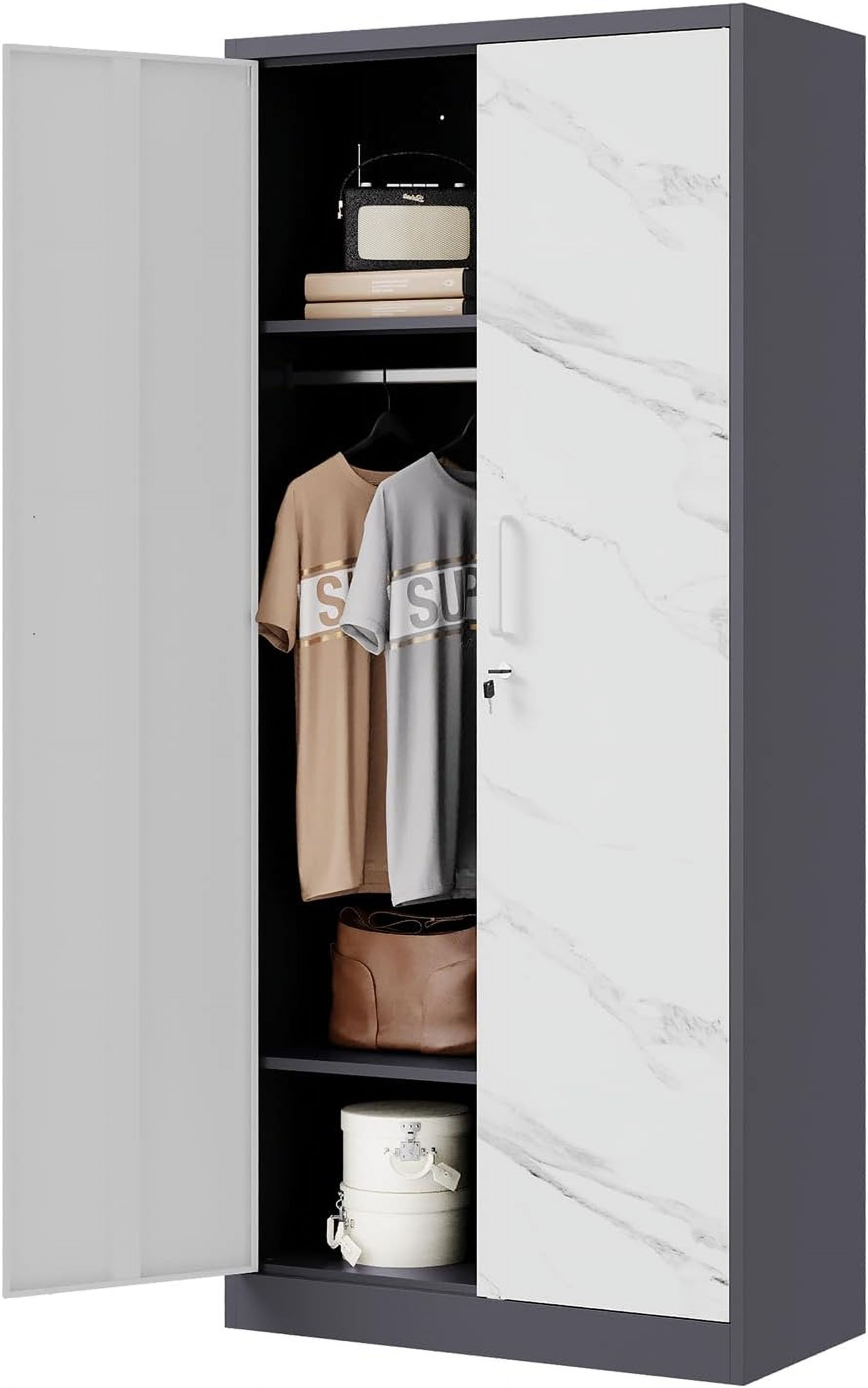 Letaya Wardrobe Closet,72" H Clothing Storage Cabinet, Metal Storage ...