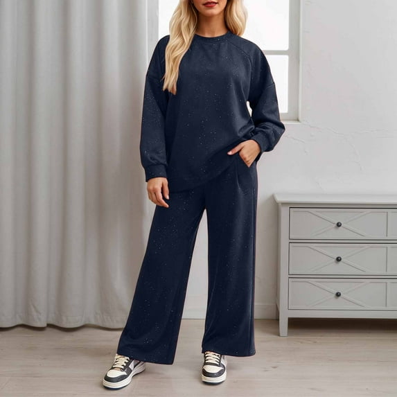 Letdown Crew Neck Lounge Set for Women Ultra Soft 2 Piece Loungewear ...