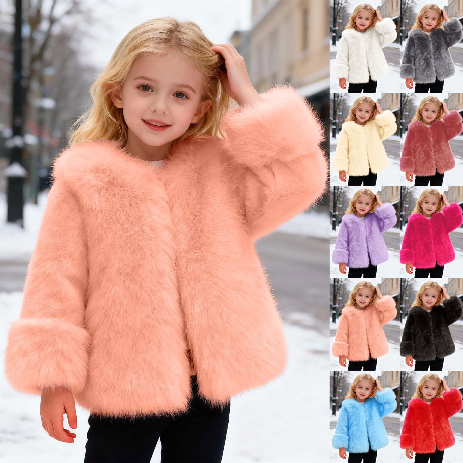 Letdown Girls - Jacket Coat V Neck Long Sleeve Furry Loose Fit Zip Up ...