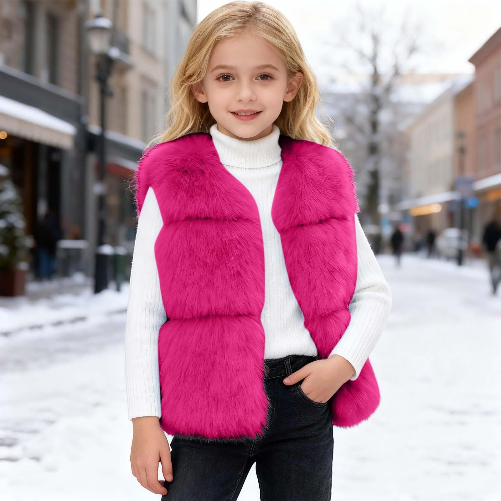 Letdown Girls Fur Vest Fluffy Furry Jacket Kids Warm Padded Winter ...