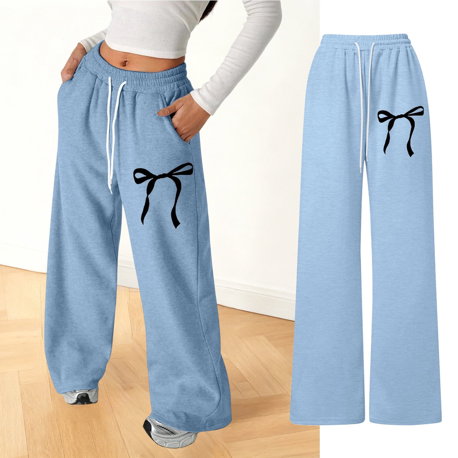 Letdown Girls Wide Leg Pants Elastic High Waisted Loose Long Trousers ...