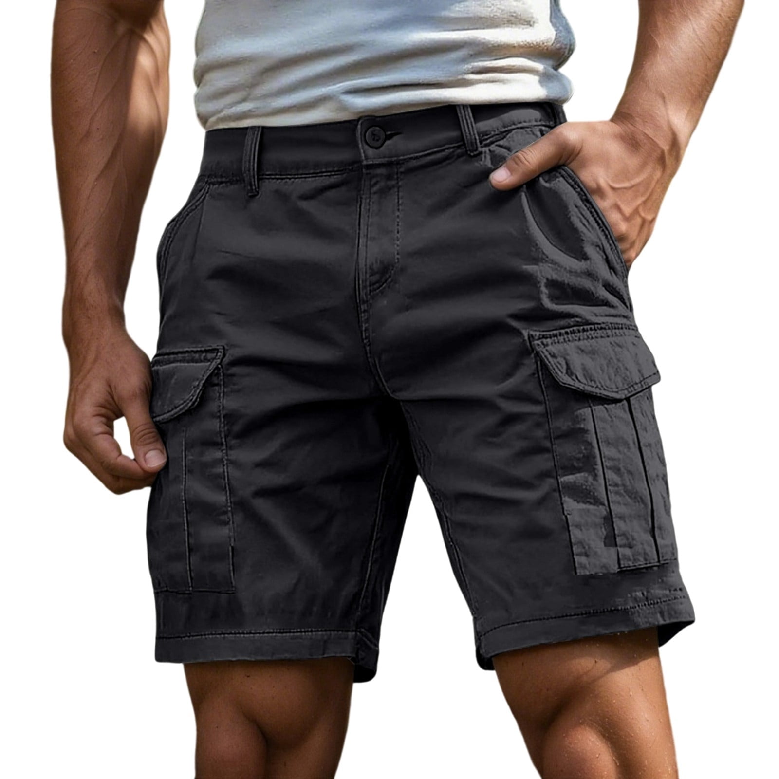 Letdown Men Cargo Shorts with Pockets Casual Knee Length Lightweight ...