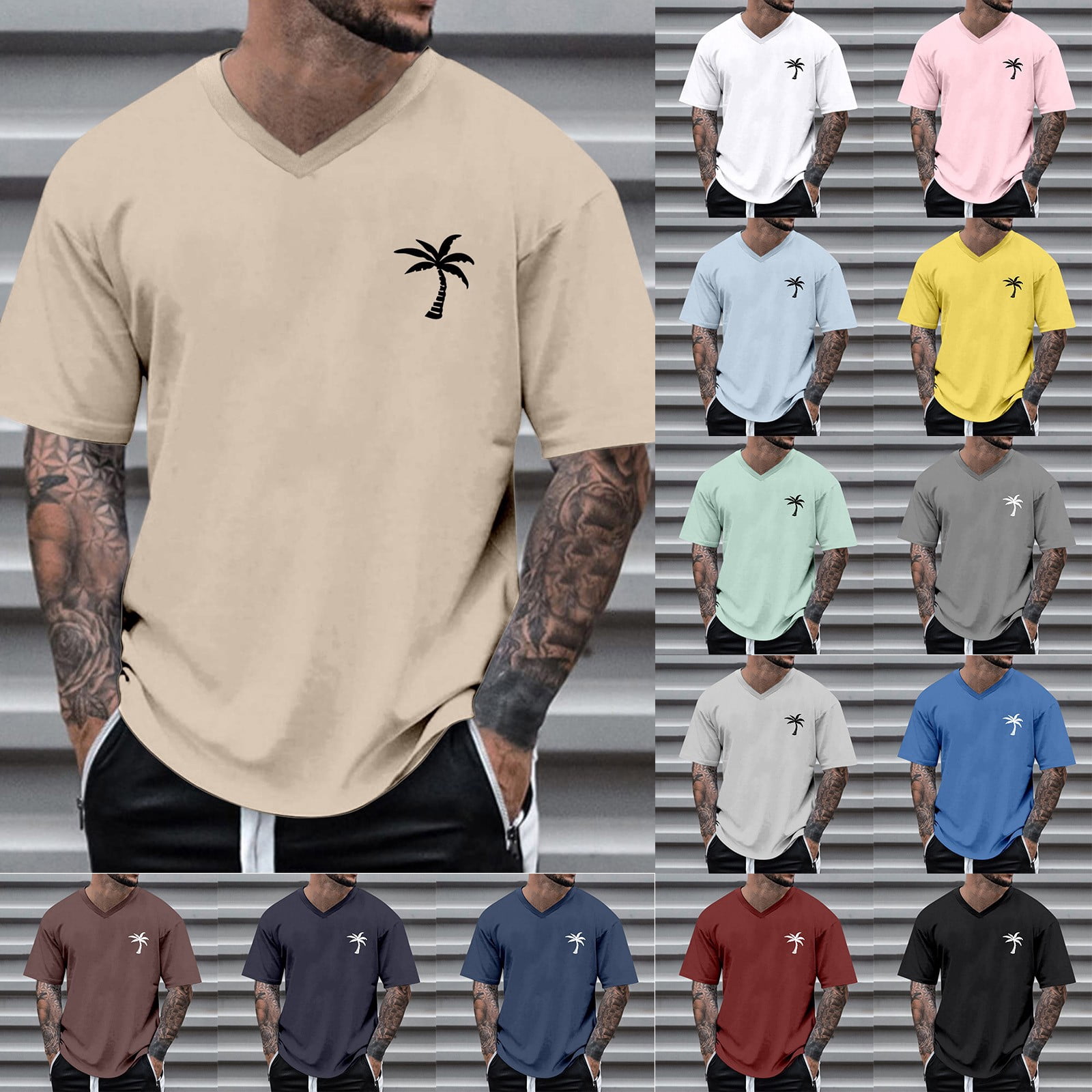 Letdown Men's Oversized Drop Shoulder T-Shirt, Palm Tree Graphic Loose ...