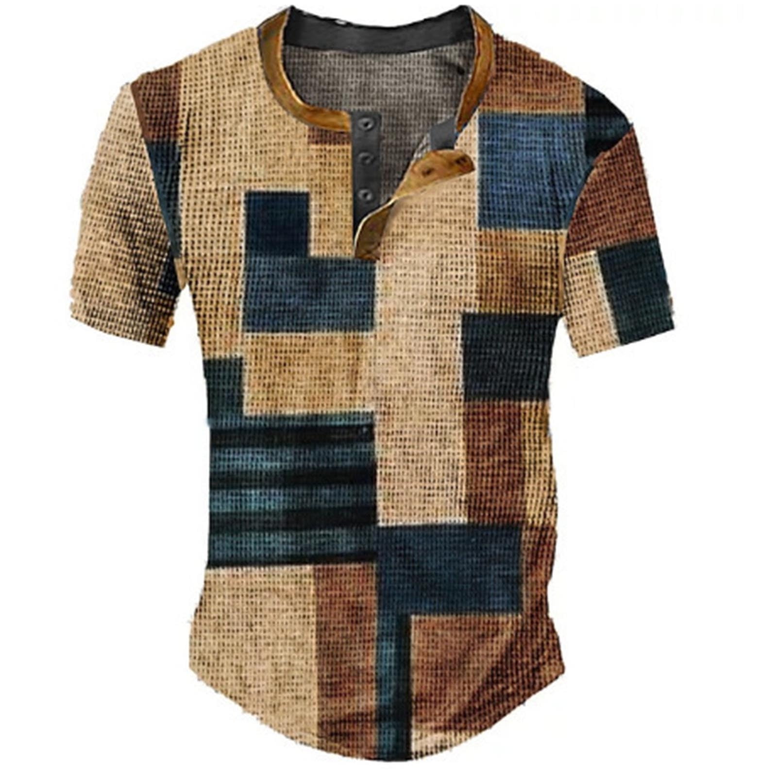 Letdown Men's Short Sleeve Henley T Shirt Vintage Graphic Button Neck ...