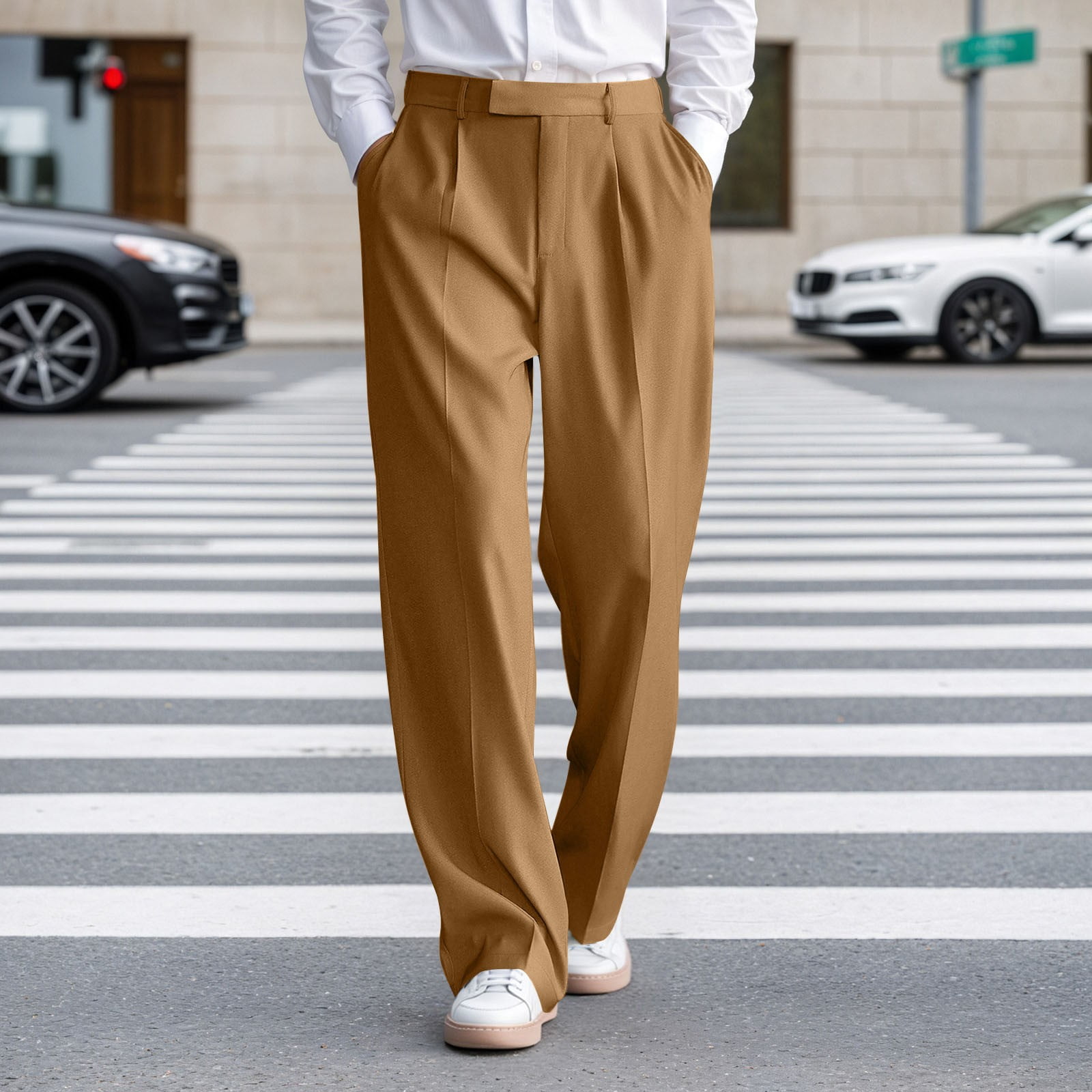 Letdown Mens Baggy Dress Pants Casual Pleated Wide Leg Slacks Relaxed ...
