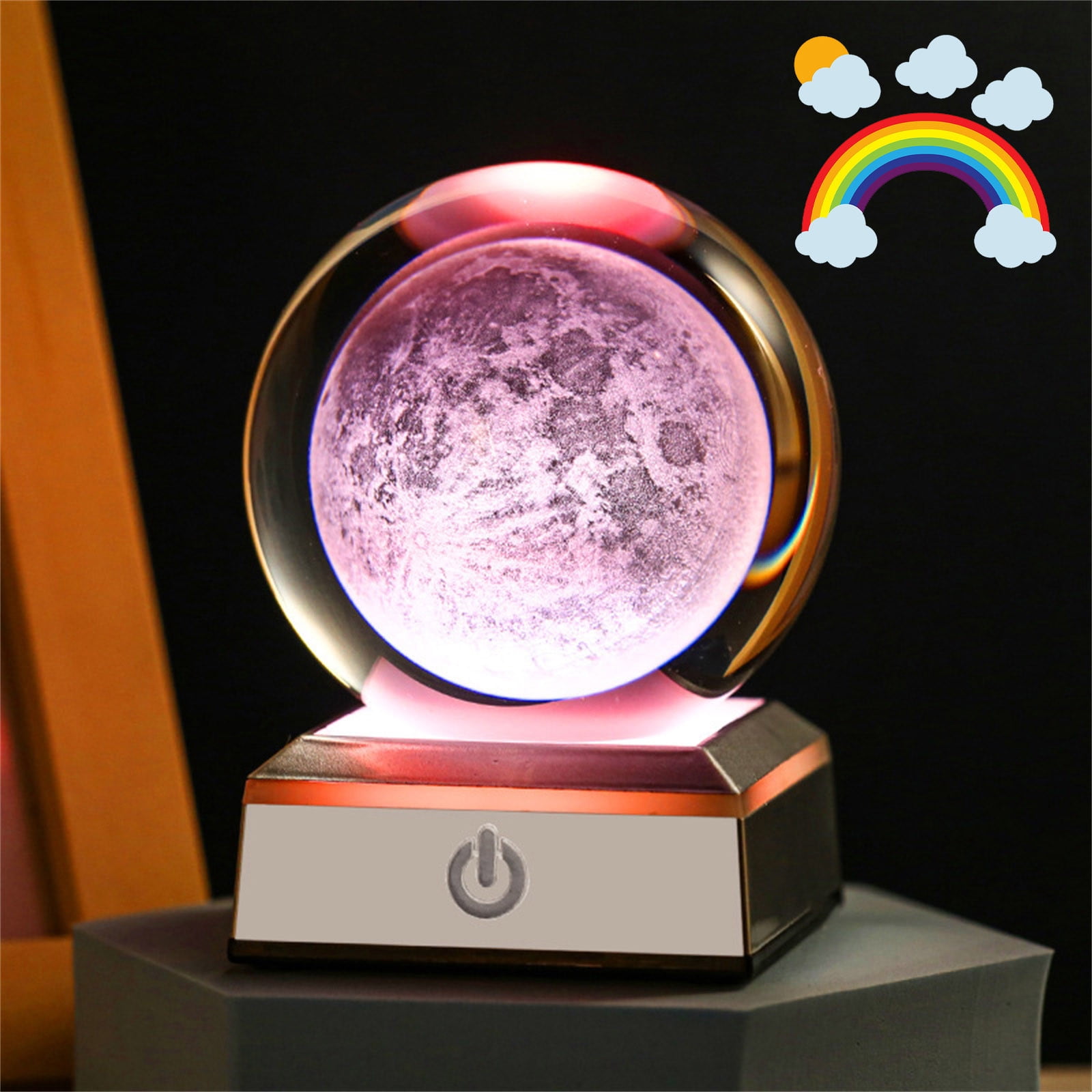 Letfool Big Size Crystal Ball Night 7-Colors Solid Crystal Ball Metal ...