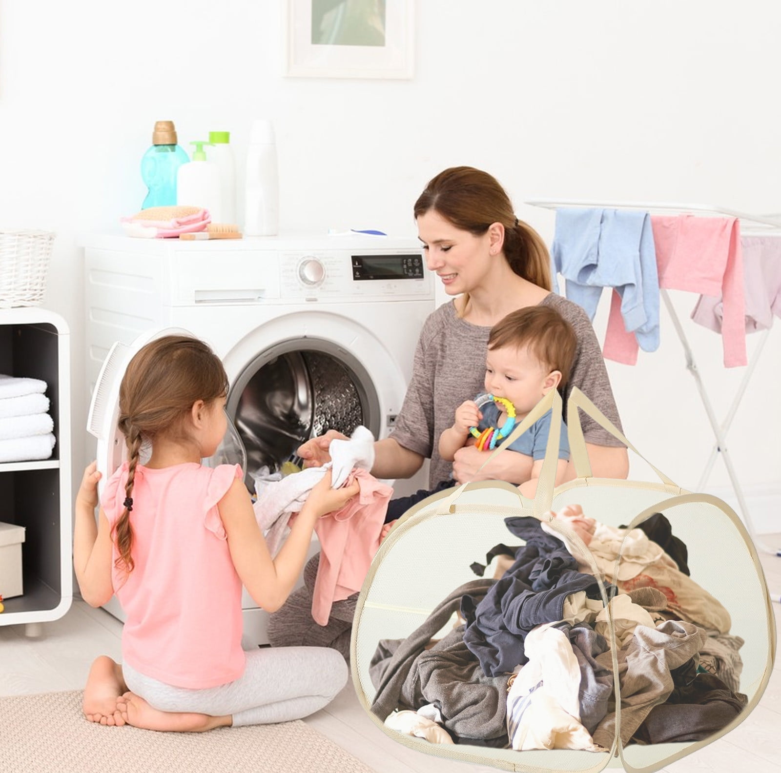 Letfool Collapsible Mesh Pop Up Laundry Hamper with Sturdy Handles and ...