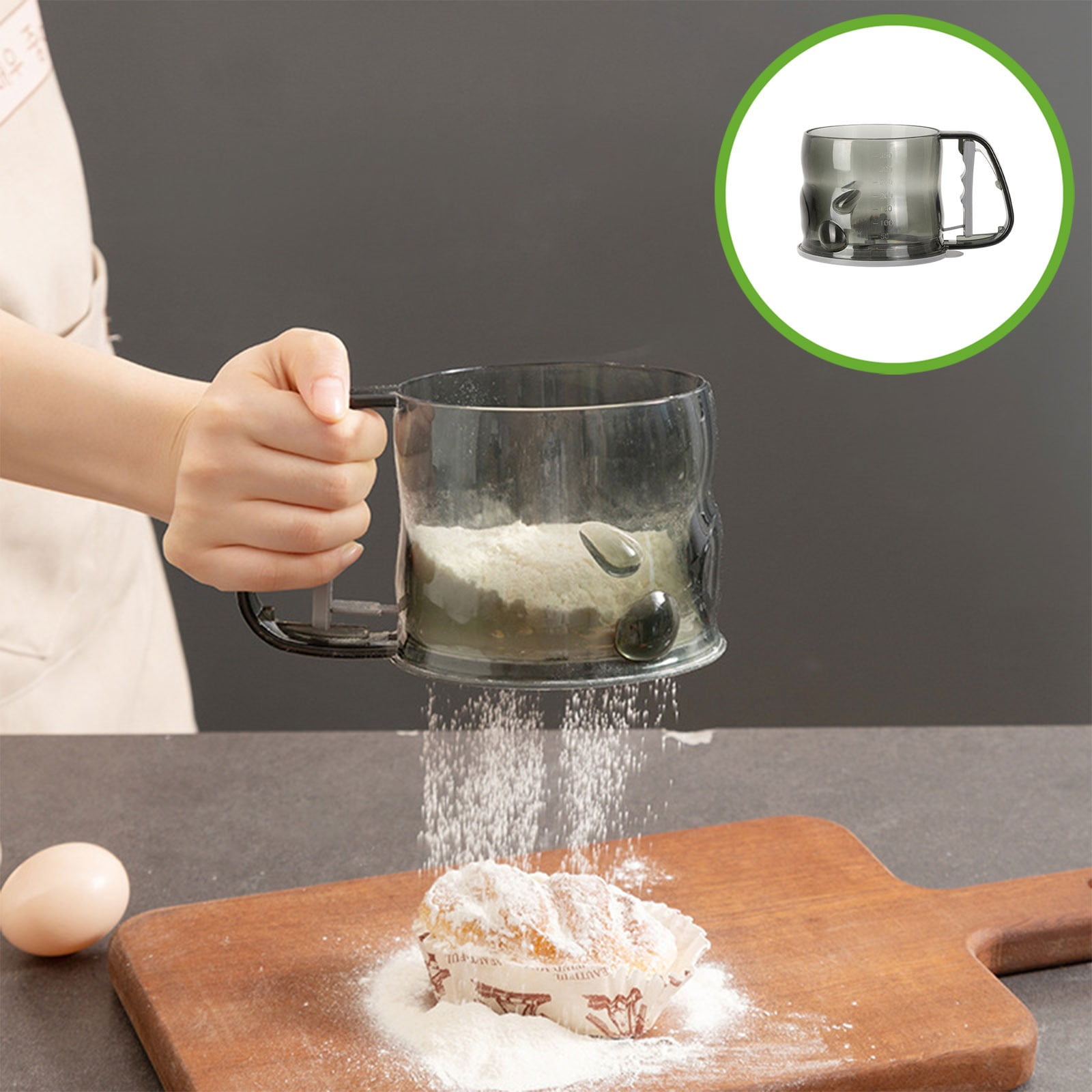 Letfool Flour Sifter For Baking, Plastic Handheld Flour Sieve, Semi ...