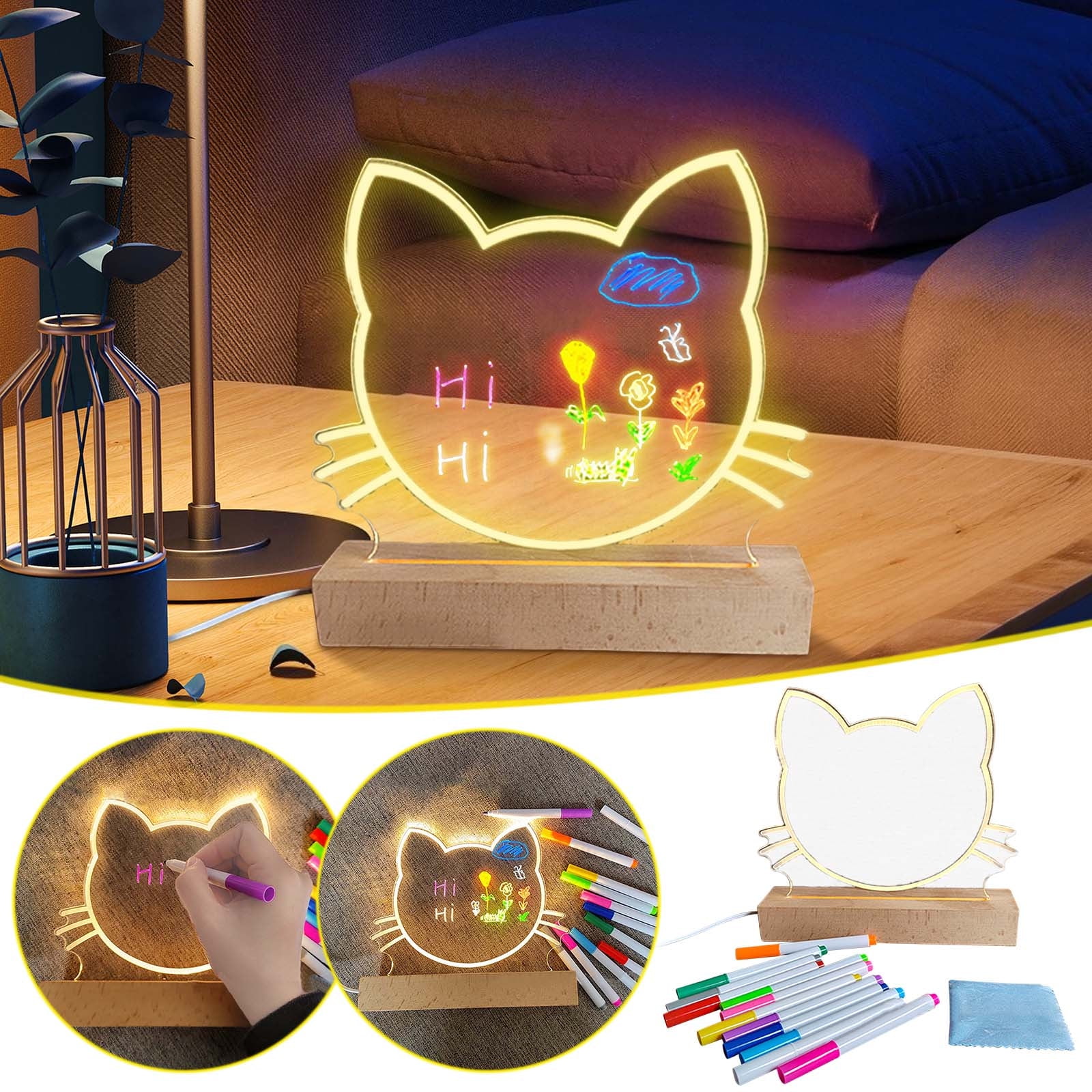 Letfool Led Note Board with Colors Lighted Acrylic Board Acrylic ...