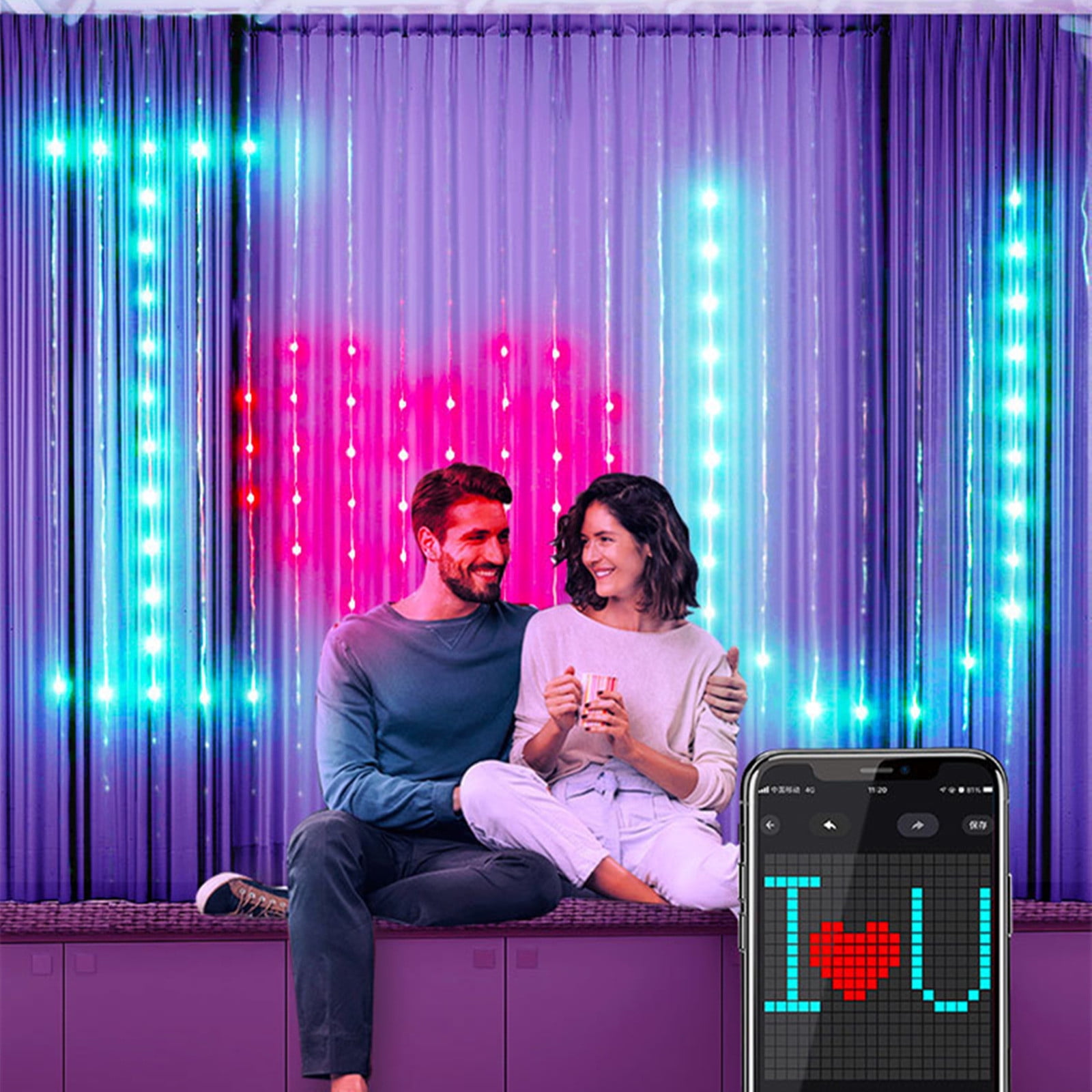 Letfool Smart App Controlled LED RGB String Lights 400 LED DIY Hanging ...