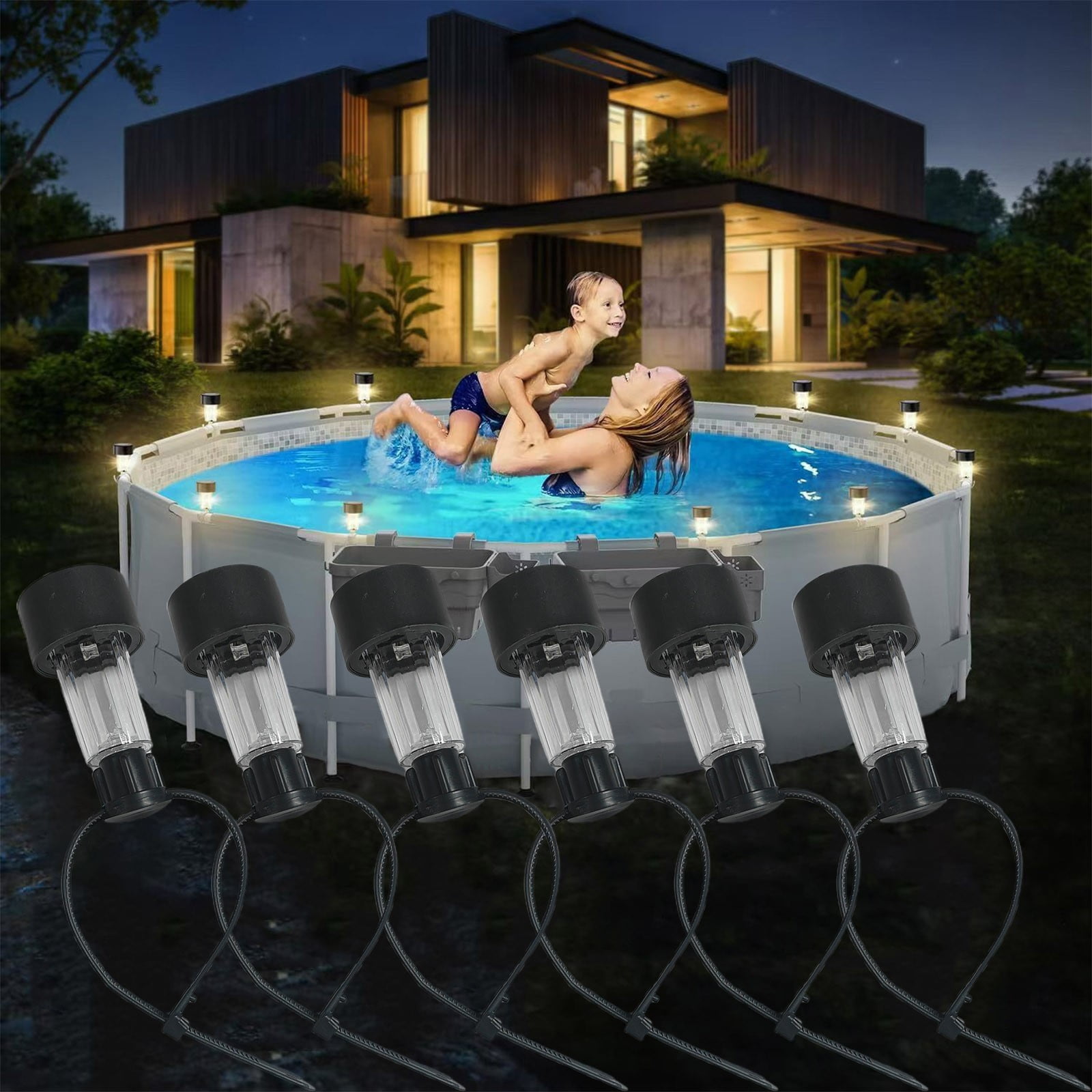 Letfool Solar Above Ground Pool Lights, Waterproof Swimming Pool Side ...