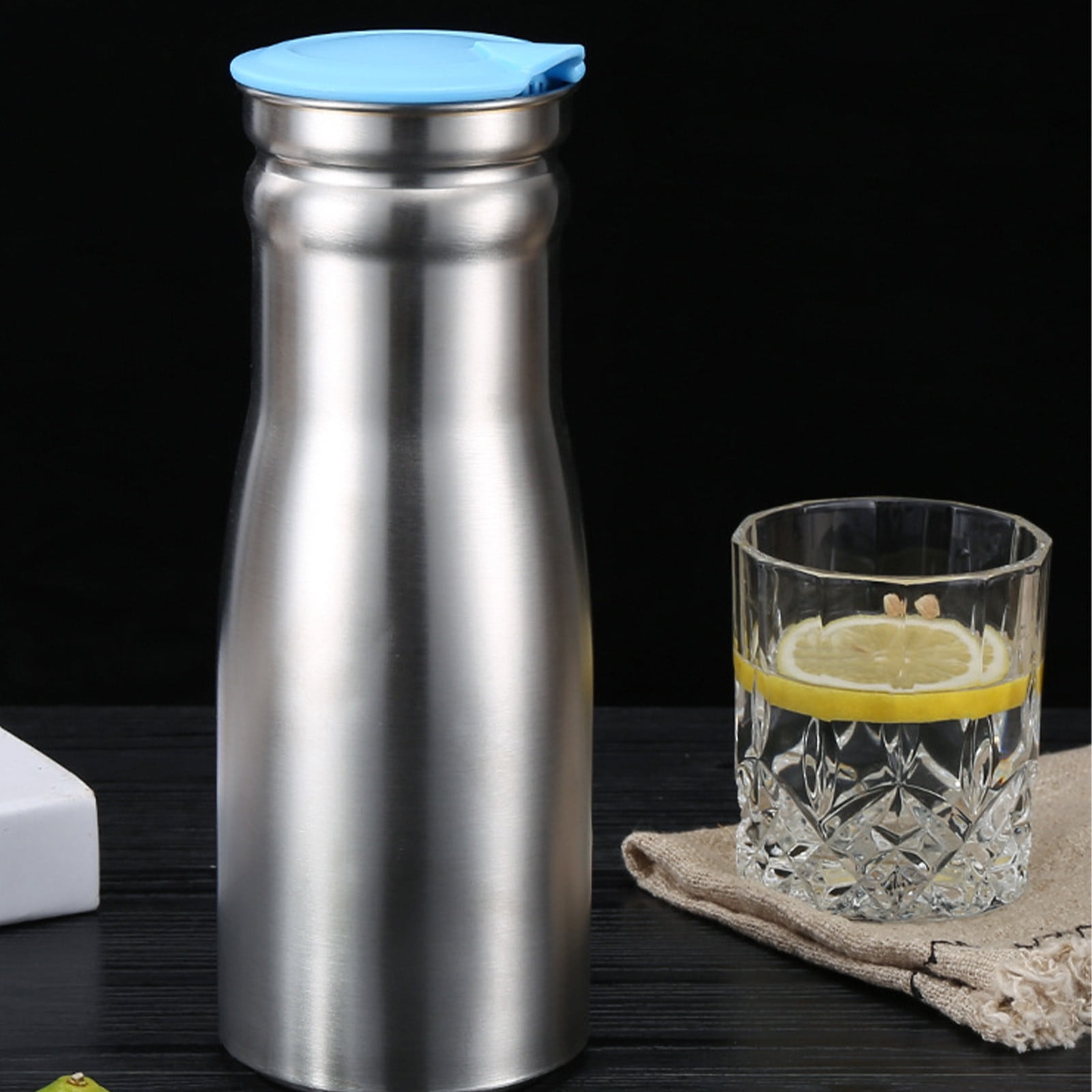 Letfool Stainless Steel Water Kettle with Lid, Metal Jug Cold Water ...