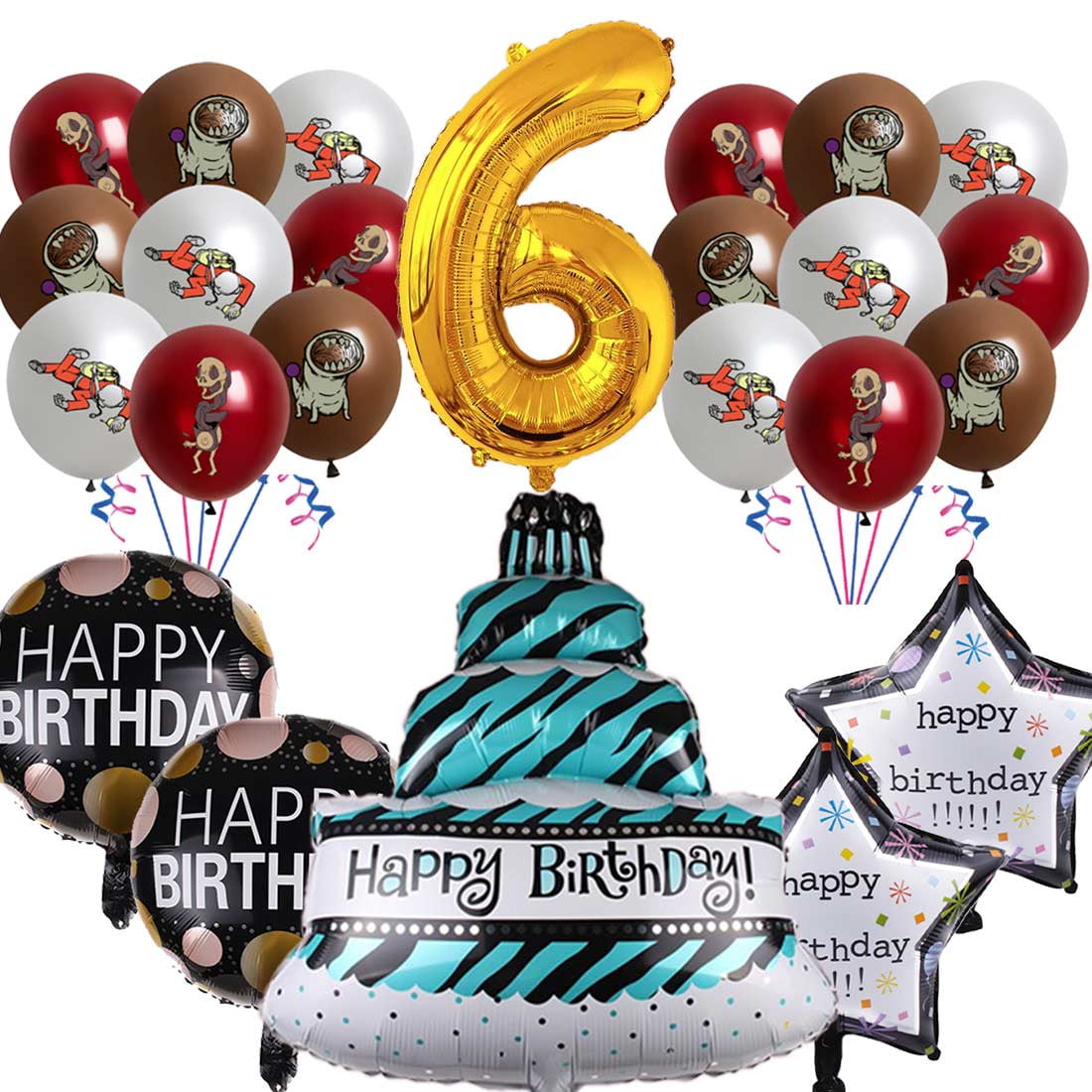 Lethal Company Balloons Party Supplies 6th Big Number Decorations Decor Kit Birthday - Walmart.com
