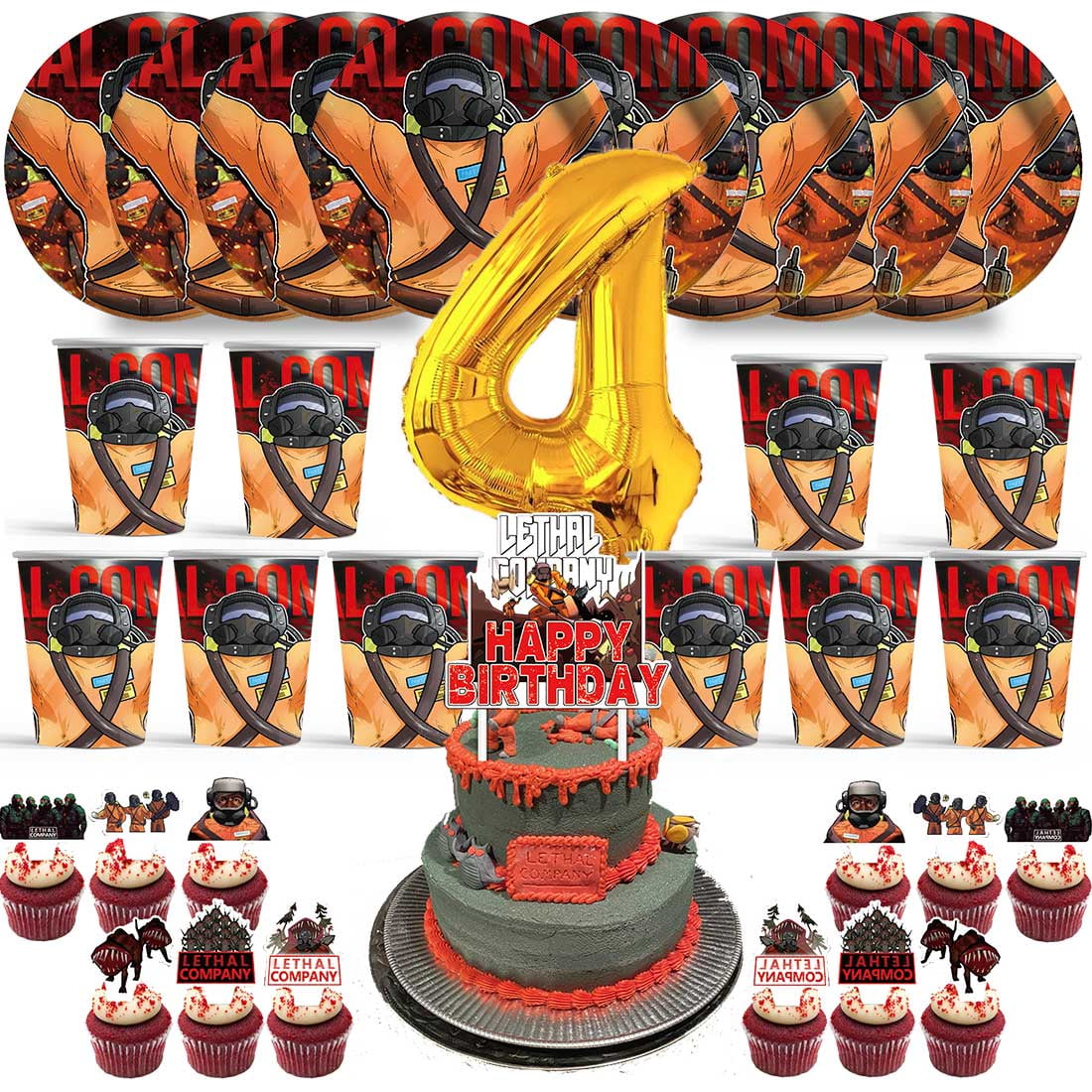 Lethal Company Birthday 4th Cups Party Supplies Plates Fans Decorations ...