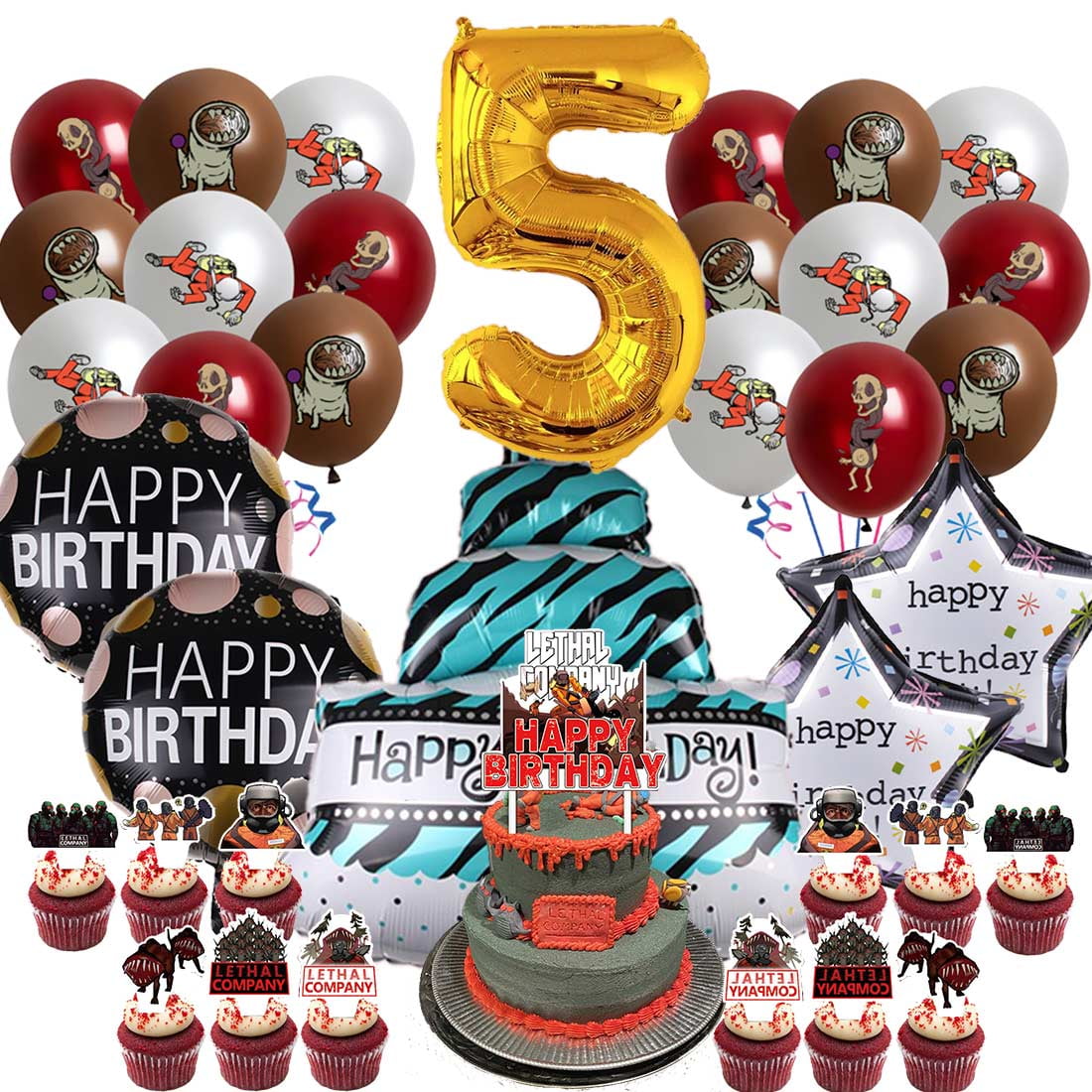Lethal Company Party Supplies 5th Decor Kit Balloons Birthday Cake ...