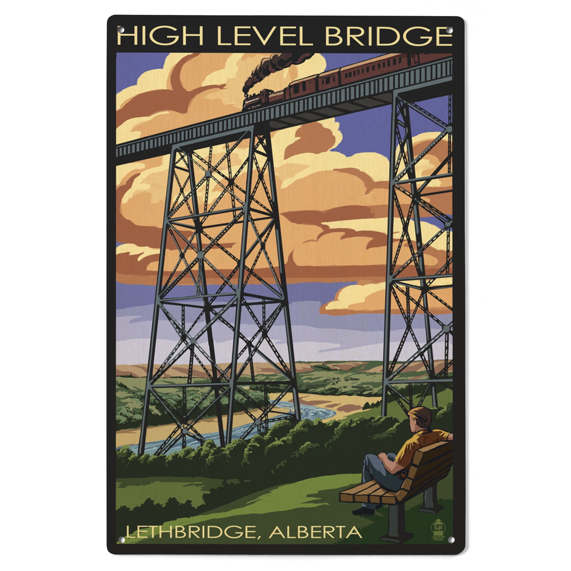 Lethbridge, Alberta, High Level Bridge Birch Wood Wall Sign (6x9 Rustic ...
