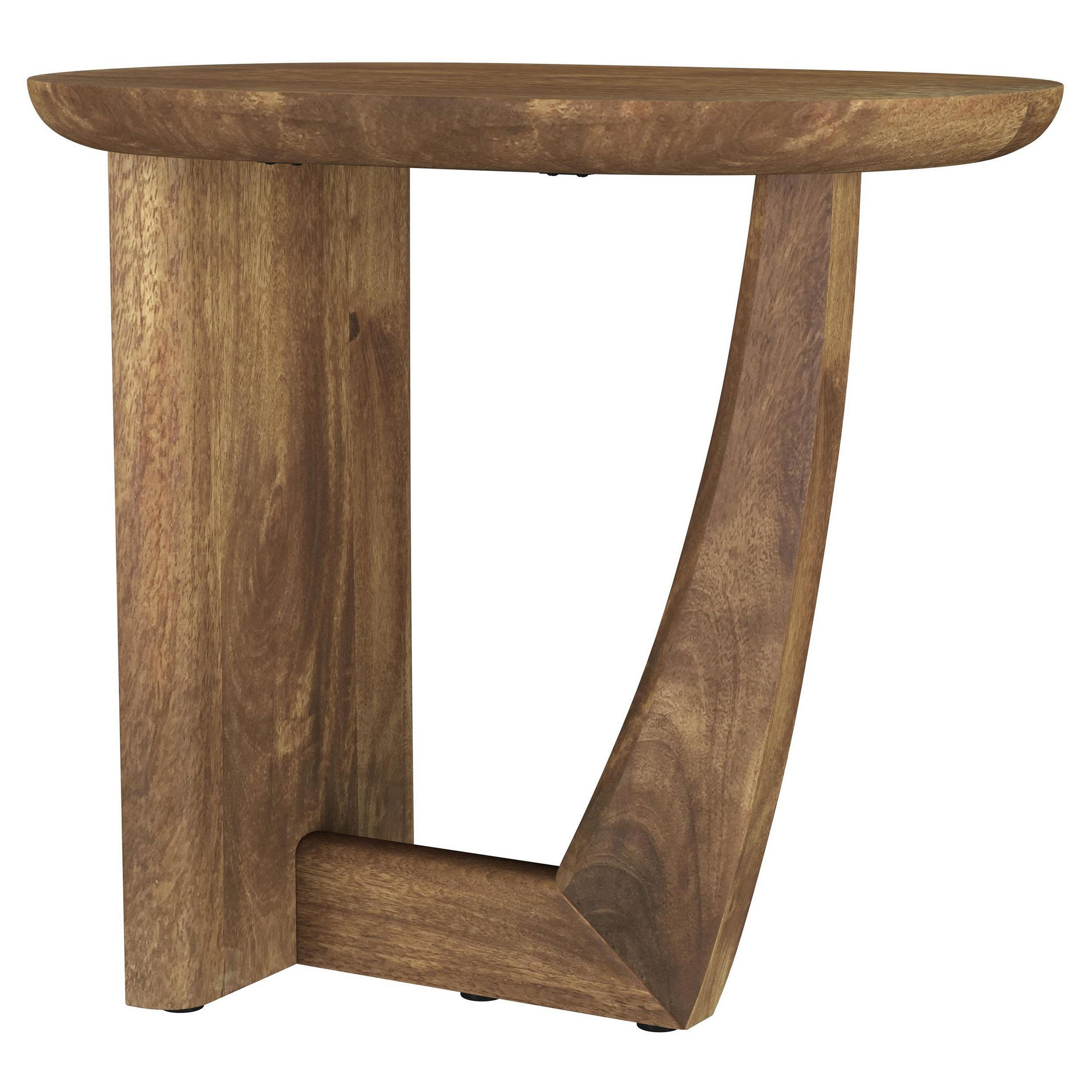 Leti Side End Table, 22 Inch Brown Mango Wood Top, L Shaped Base ...