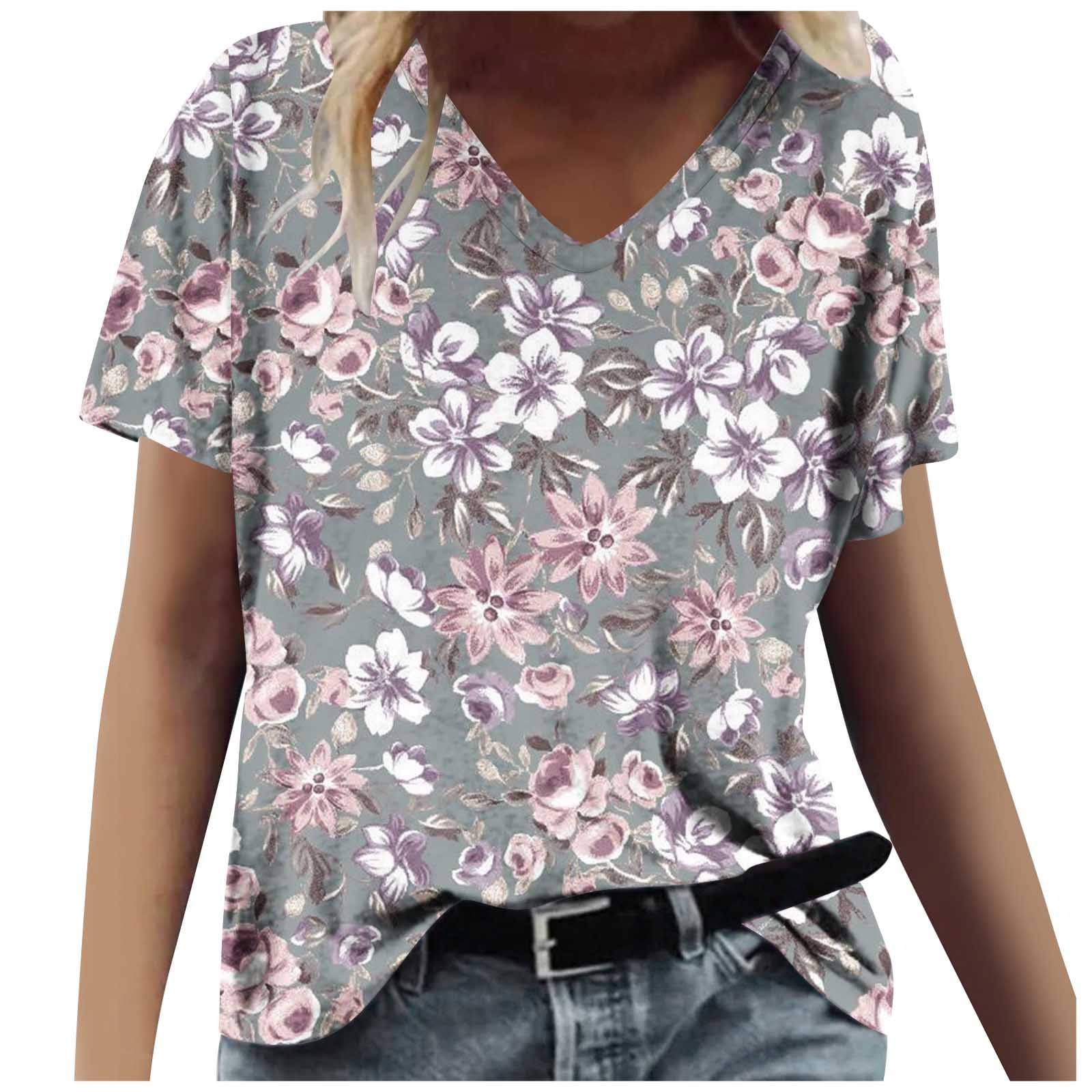 Letimco Womens Plus Size Summer Tops 2024 Geometry V Neck T Shirts ...