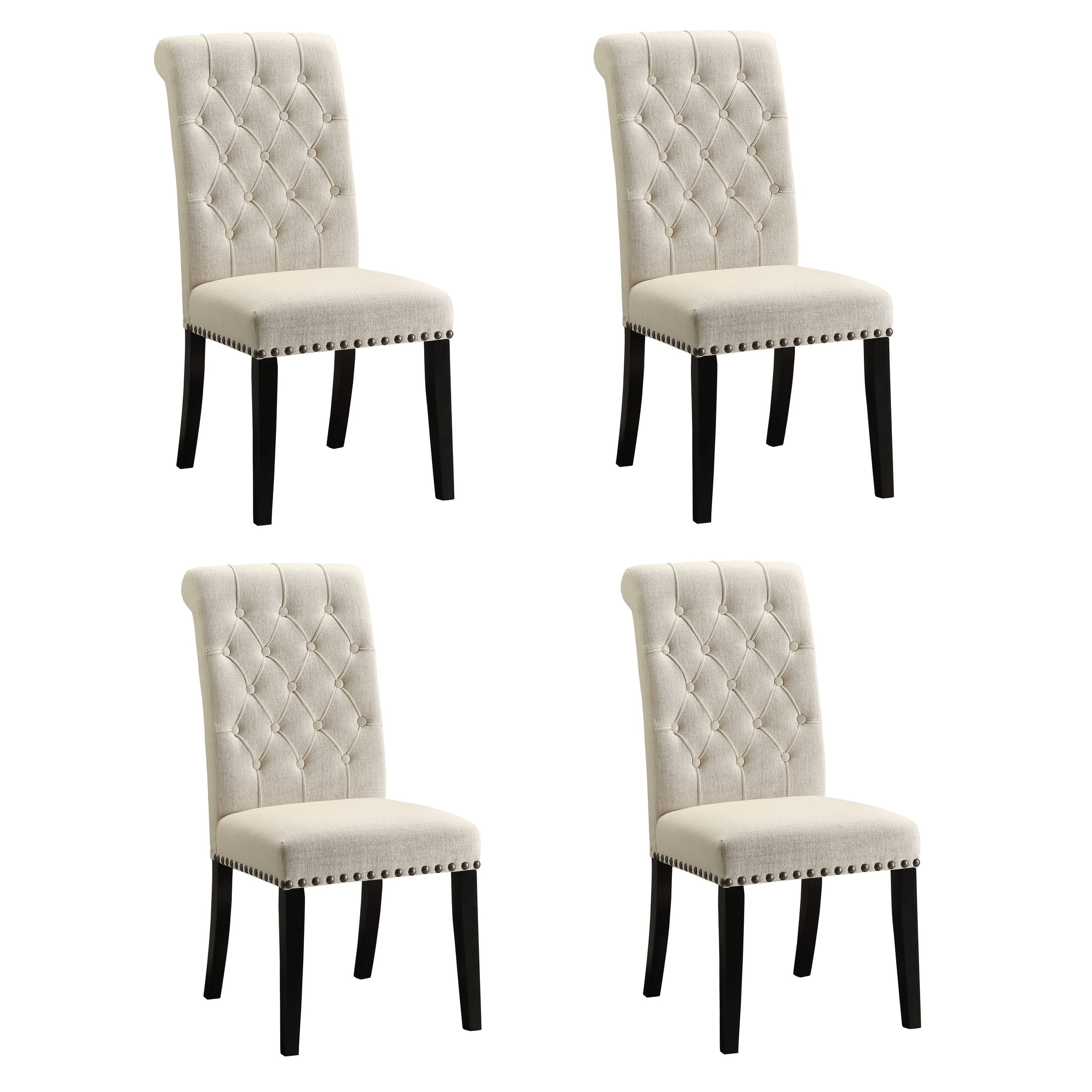 Letnitsa Beige and Rustic Espresso Tufted Dining Chairs (Set of 4 ...