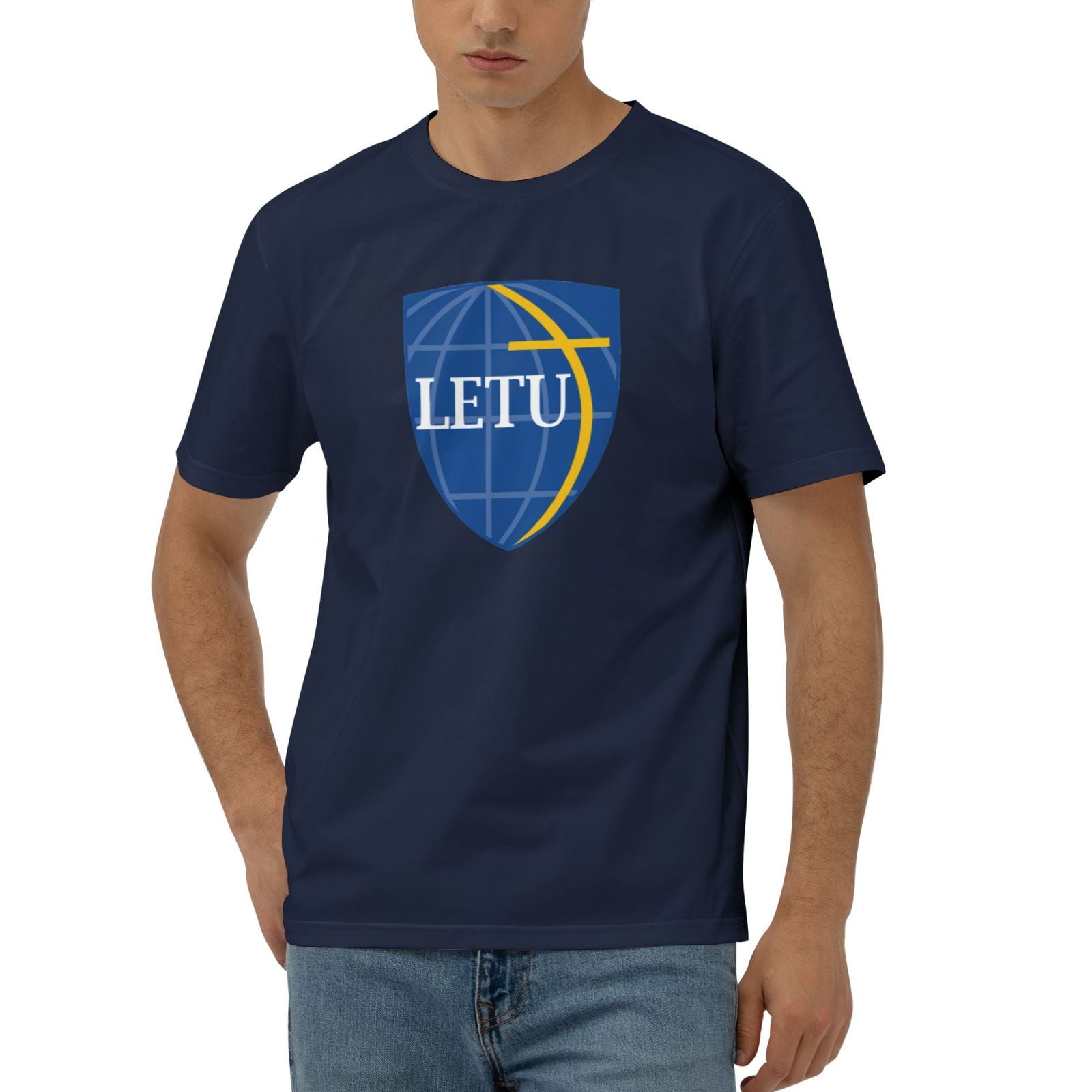Letourneau University Logo Men'S 170g Combed Cotton Short Sleeve T ...