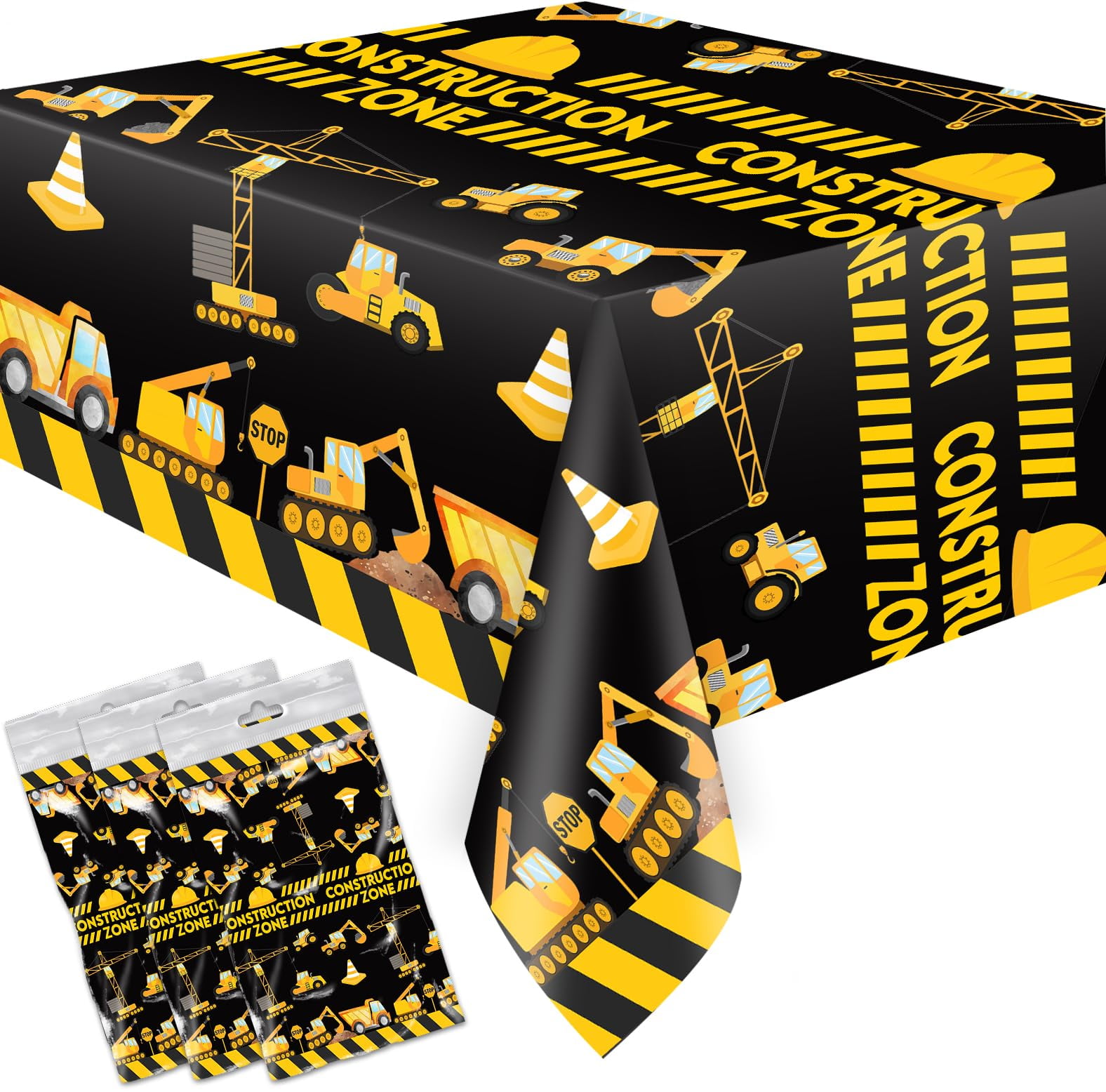 Letromp 3 Pieces Construction Table Cloth 54 x 108 Inch Dump Truck ...