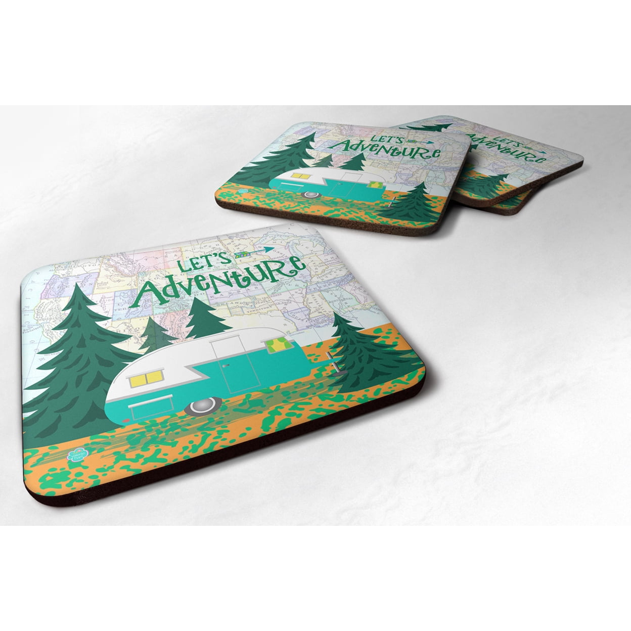 Lets Adventure Glamping Trailer Foam Coaster Set of 4 - Walmart.com