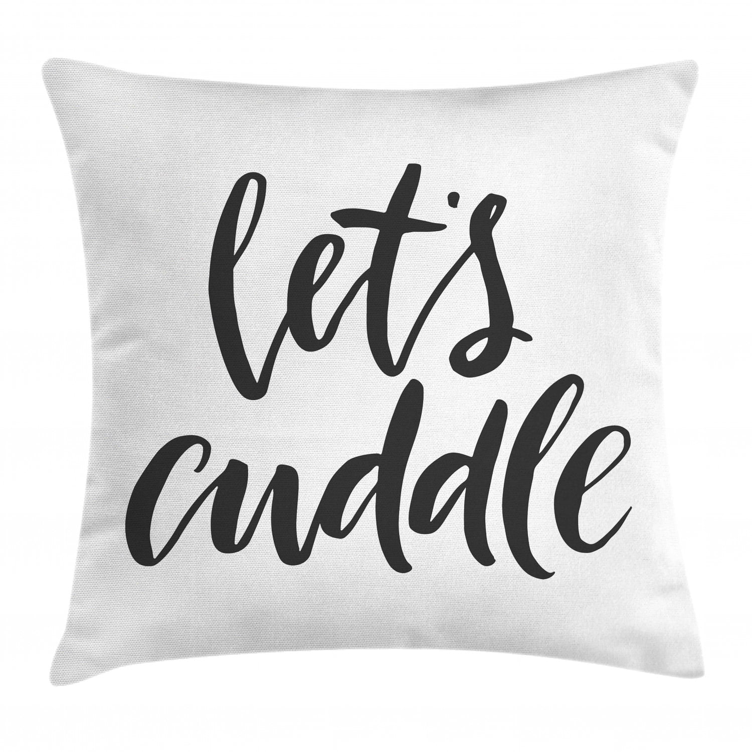 Lets Cuddle Throw Pillow Cushion Cover, Hand Written Calligraphy in a ...