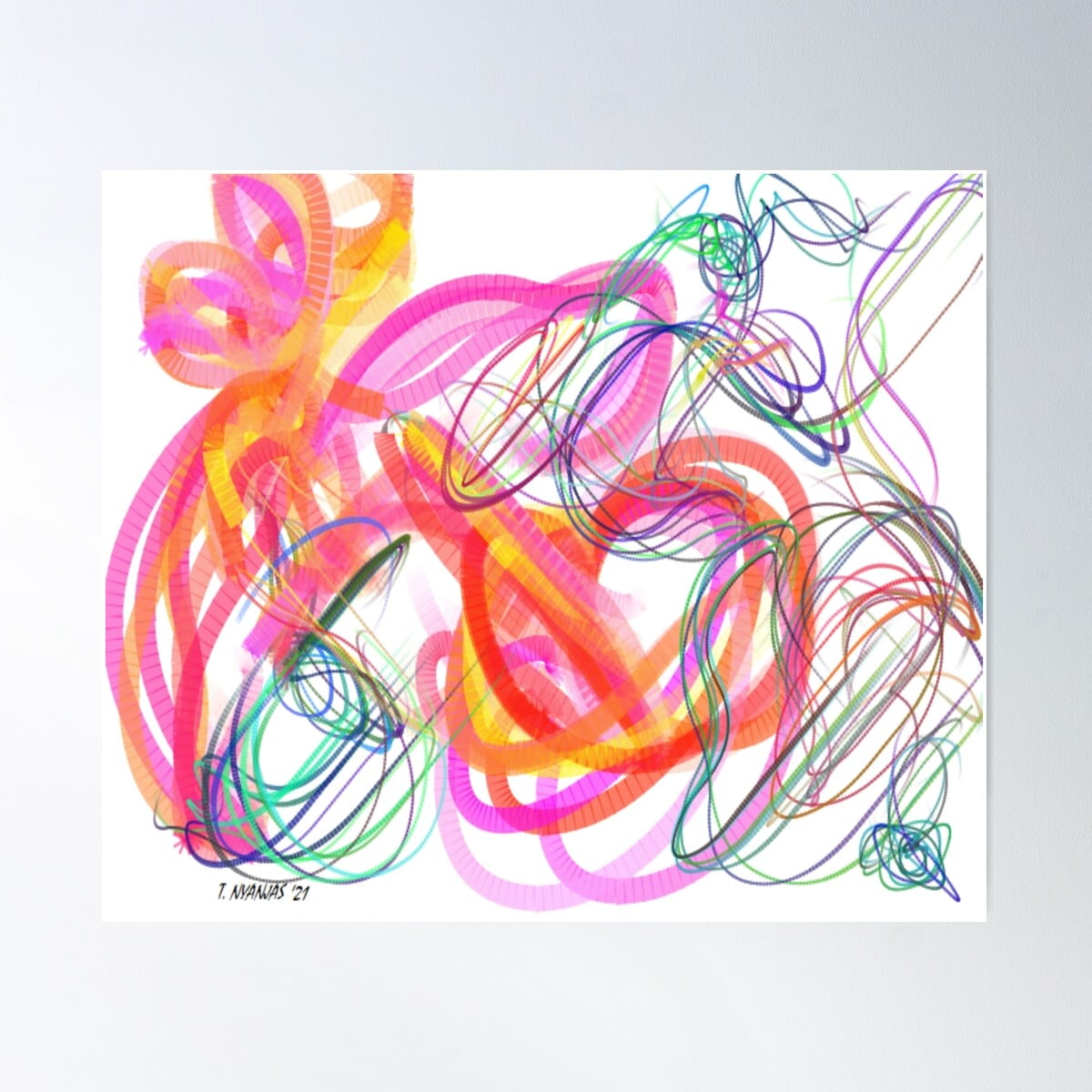 Lets Dance Neutral Abstract Art Design Full Of Color Poster Wall Art ...