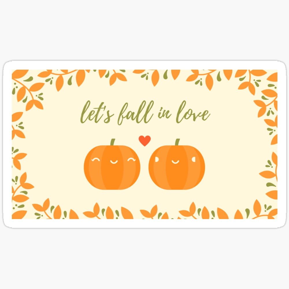 Lets Fall In Love Cute Pumpkin Mask Sticker Phone Decal Water Bottle ...