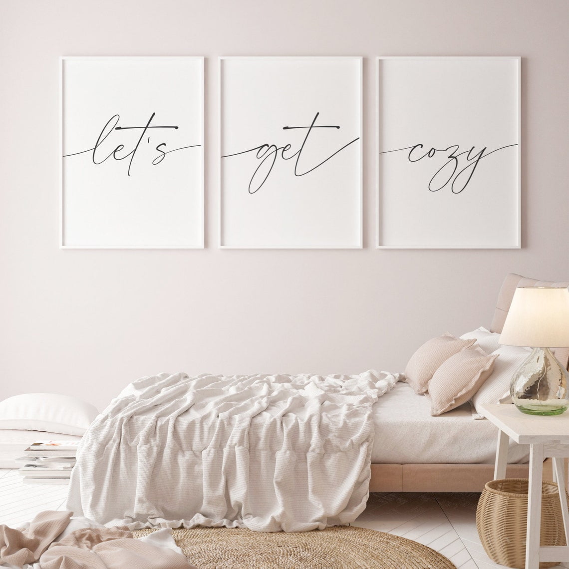Lets Get Cozy Sign Set of 3 Wall Art Prints Poster Pictures Guest ...