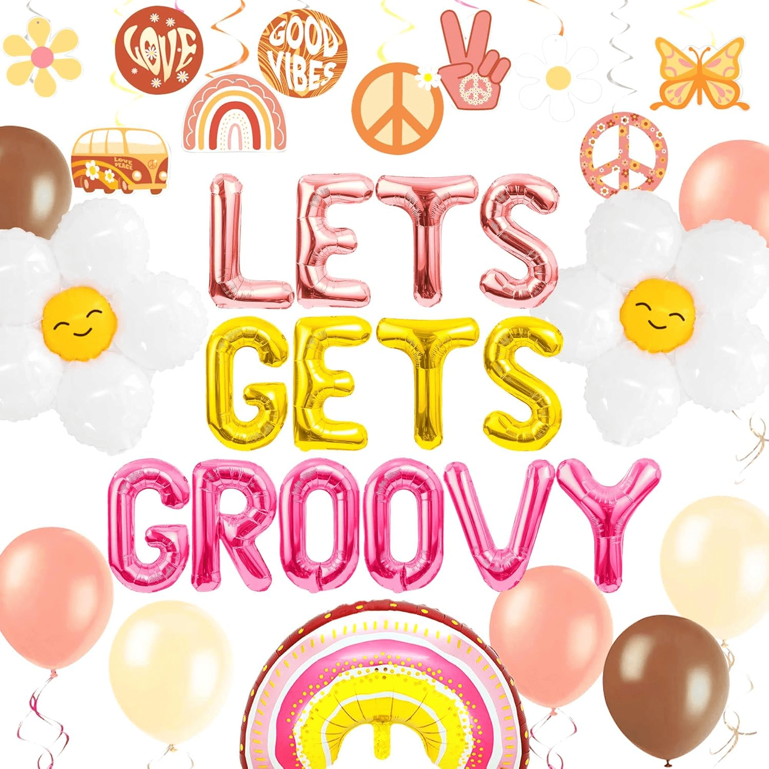 Lets Get Groovy Banner Balloons Lets Get Groovy Decoration Backdrop ...