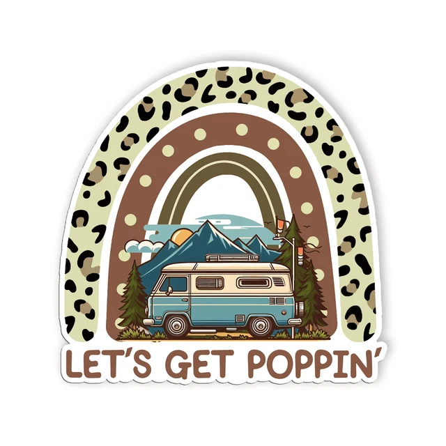 Lets Get Poppin Stickers Rainbow Camping Sticker Sticker Phone Decal ...