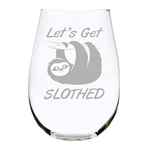 Lets Get Slothed Stemless Wine Glass -Funny Sloth Themed Gift for Women ...