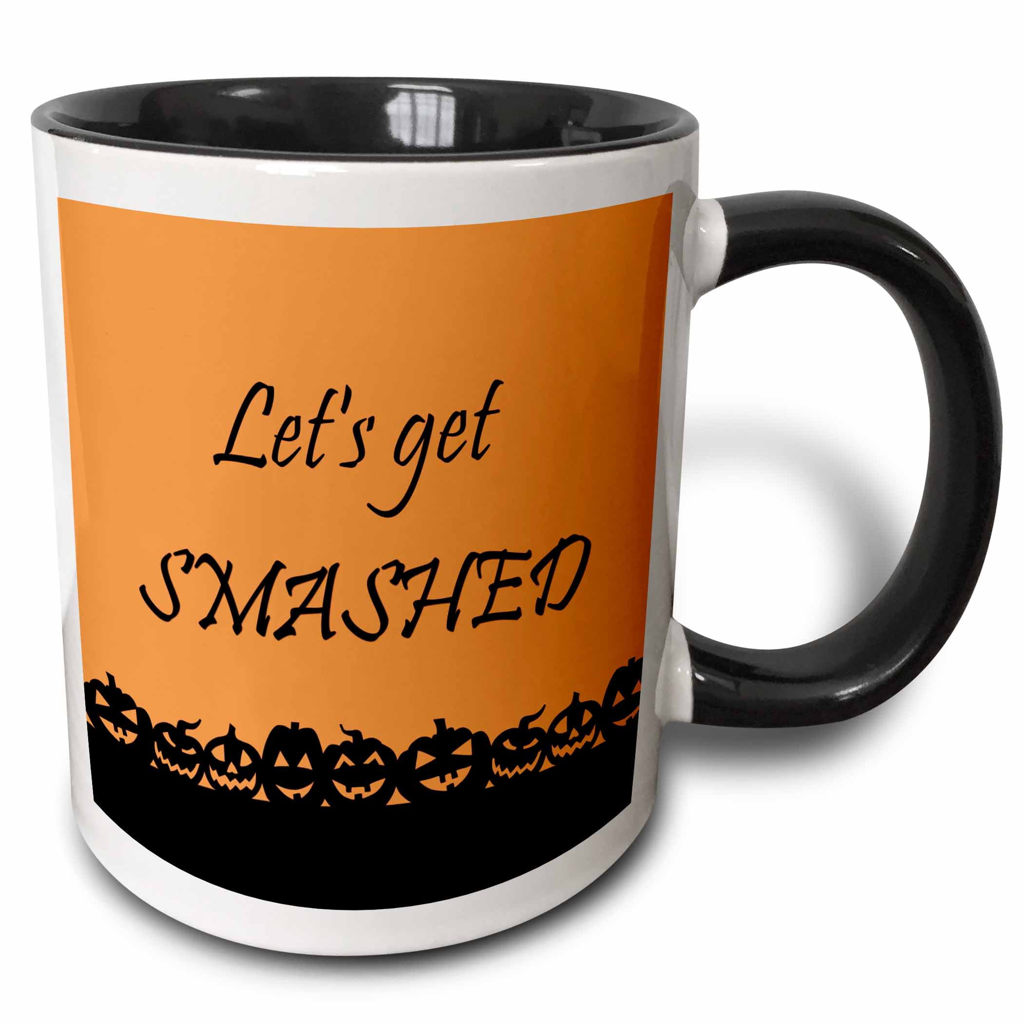 3drose, Lets Get Smashed, Black Letters with Pumpkin Pictures on Orange ...