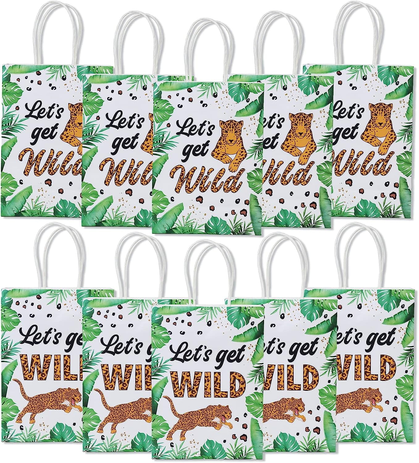 Lets Get Wild Gift Bags, 16pcs Safari Goodie Bag, Cheetah Paper Bags ...